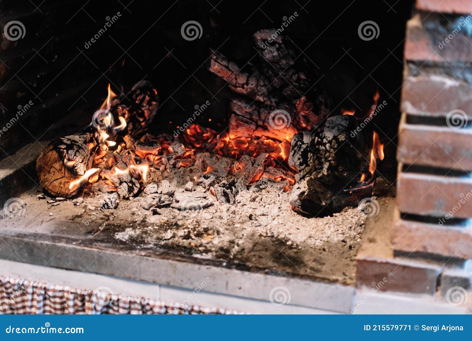 Embers Burning in a Fireplace for Cooking Stock Image - Image of burnt ...