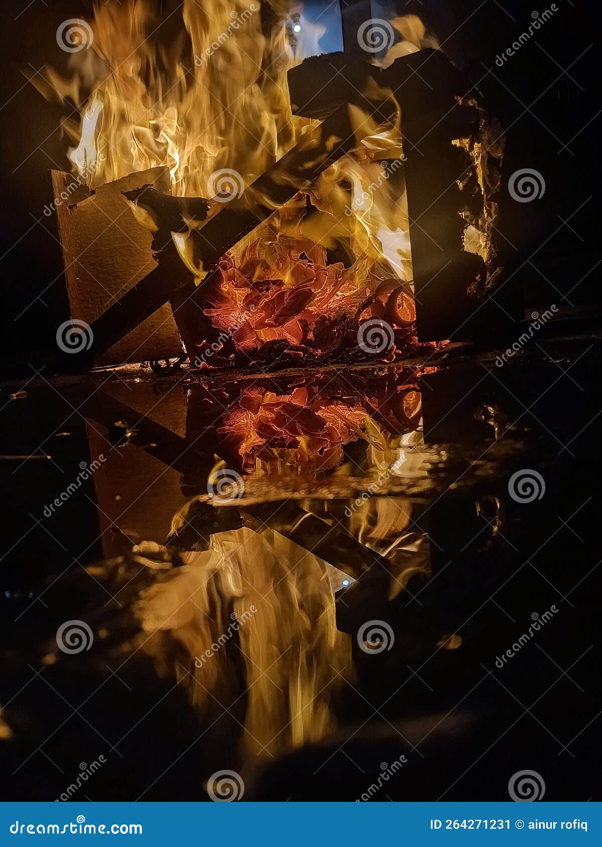 The Embers at Night Emit Light Fire Stock Image - Image of fire, embers ...