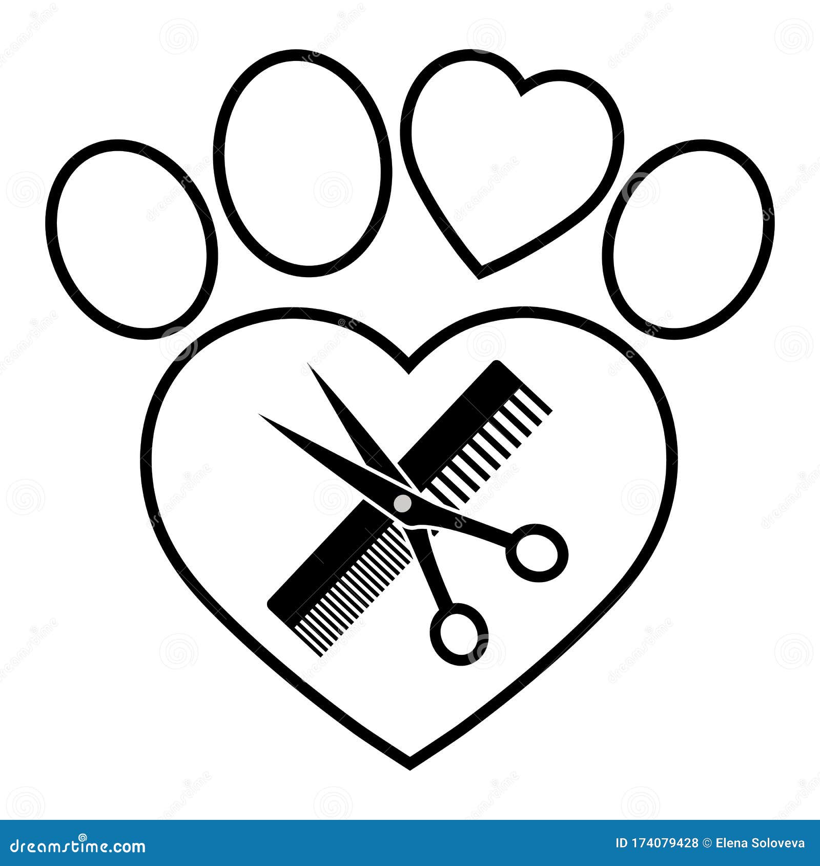 Scissors And Comb Icon, Outline Style Vector Illustration ... Scissors And Comb Icon, Outline Style Vector Illustration ...