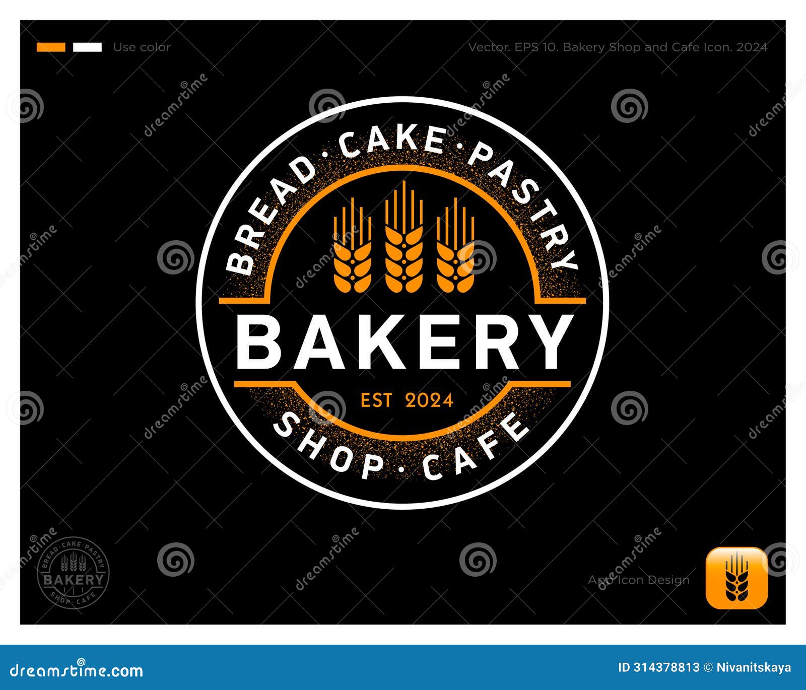 Bakery Emblem. Identity. Text and Thre Spikelets into a Circle ...