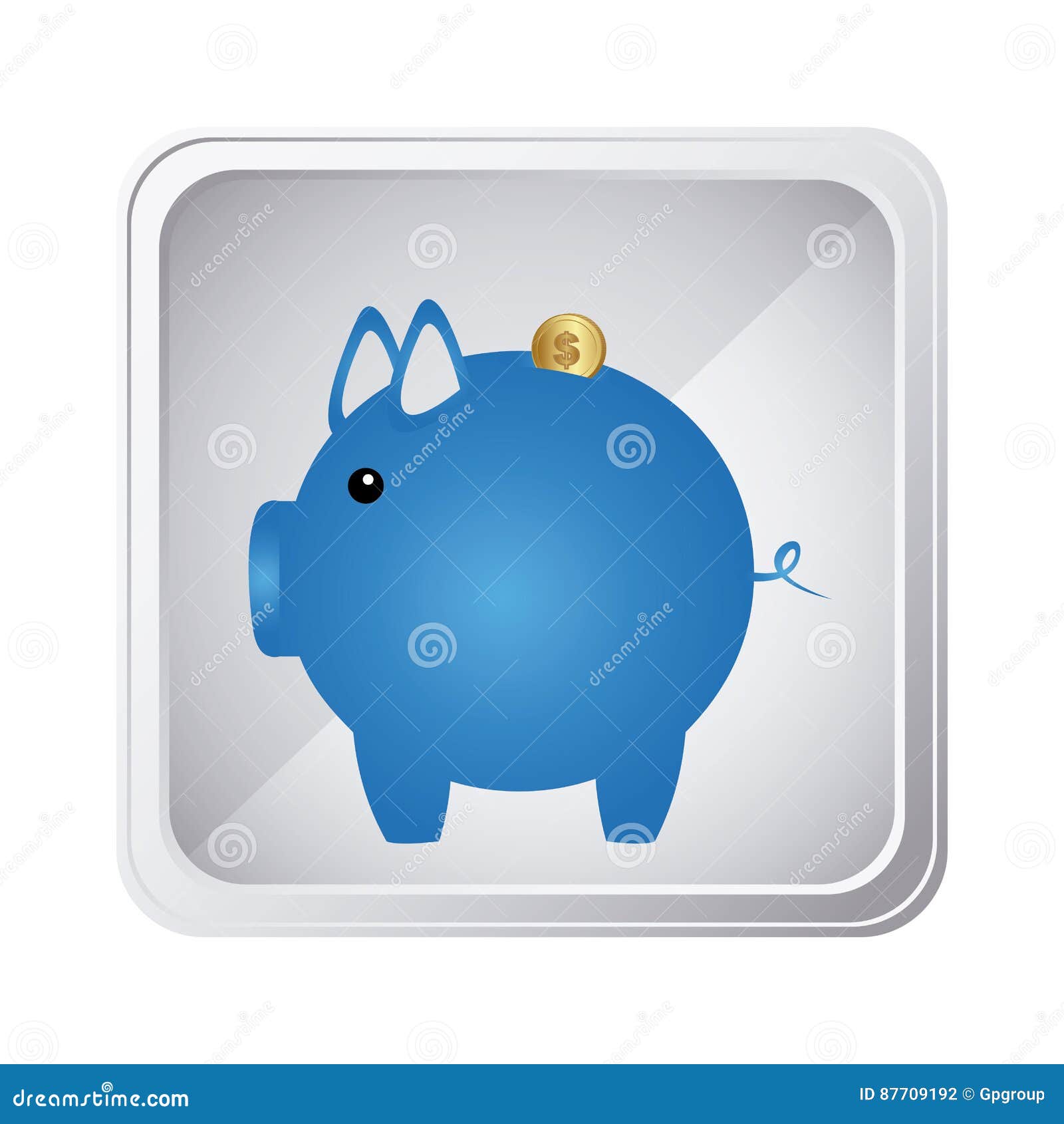 Emblem Blue Pig To Save Coin Icon Stock Illustration - Illustration of ...
