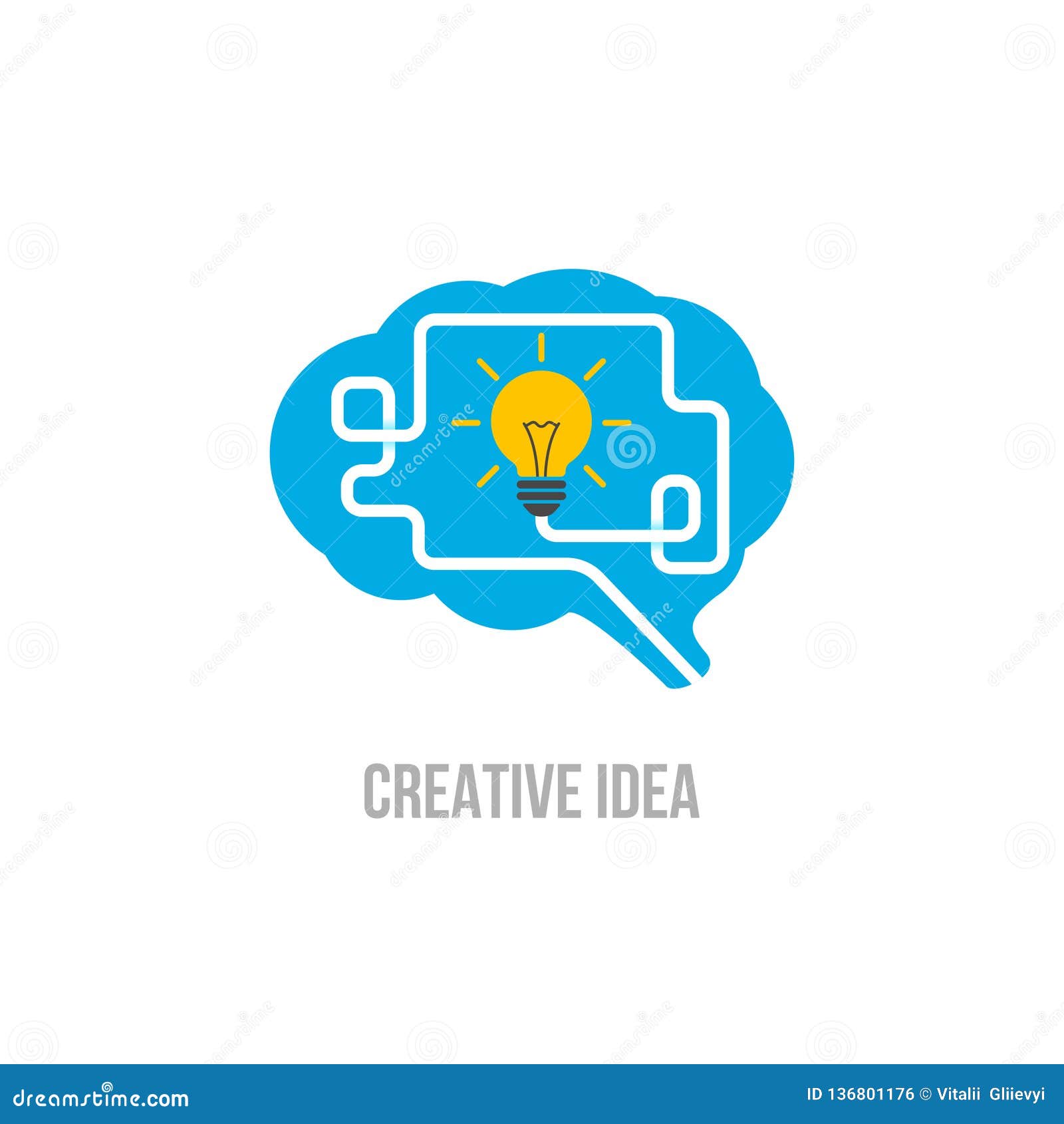 Emblem Brain. Symbol of Creative Ideas, Mind, Thinking Stock Vector ...
