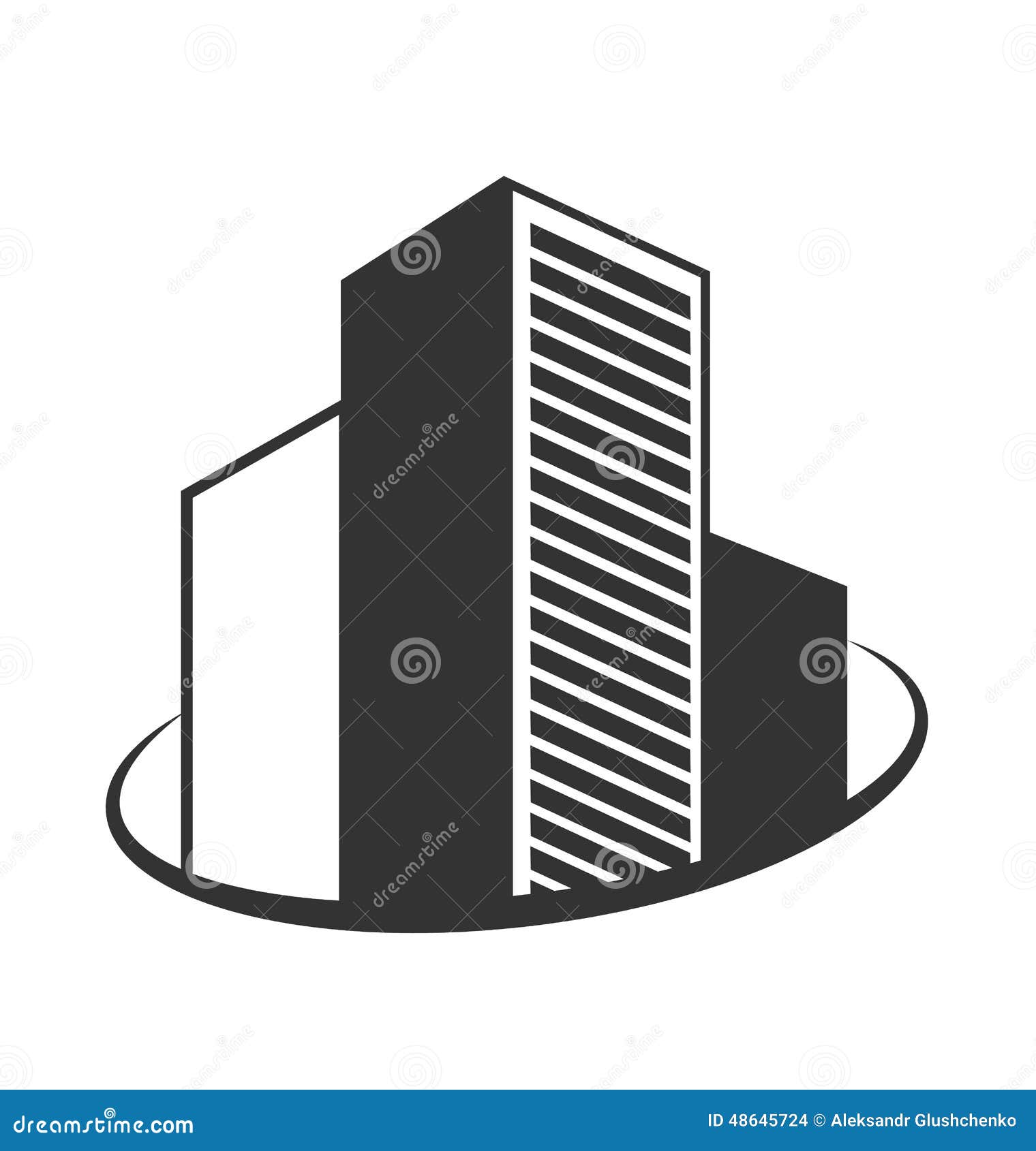 Emblem with Buildings Isolated on White Stock Vector - Illustration of ...