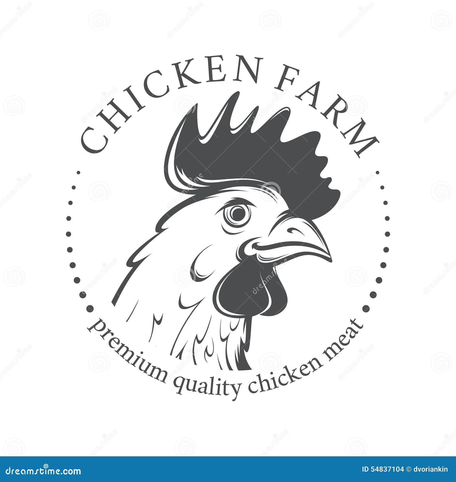 Emblem with Chicken head stock vector. Illustration of design - 54837104
