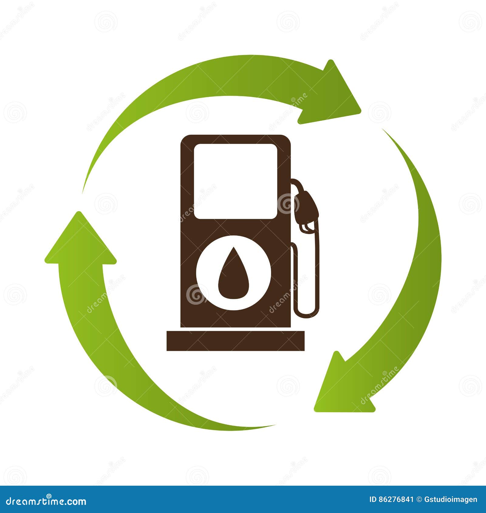 Emblem In Circle Formed By Arrows With Bio Fuel Station Cartoon Vector ...