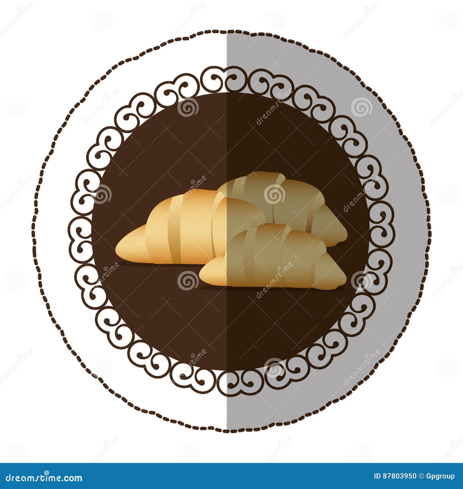Emblem Color Croissant Bread Icon Stock Illustration - Illustration of ...