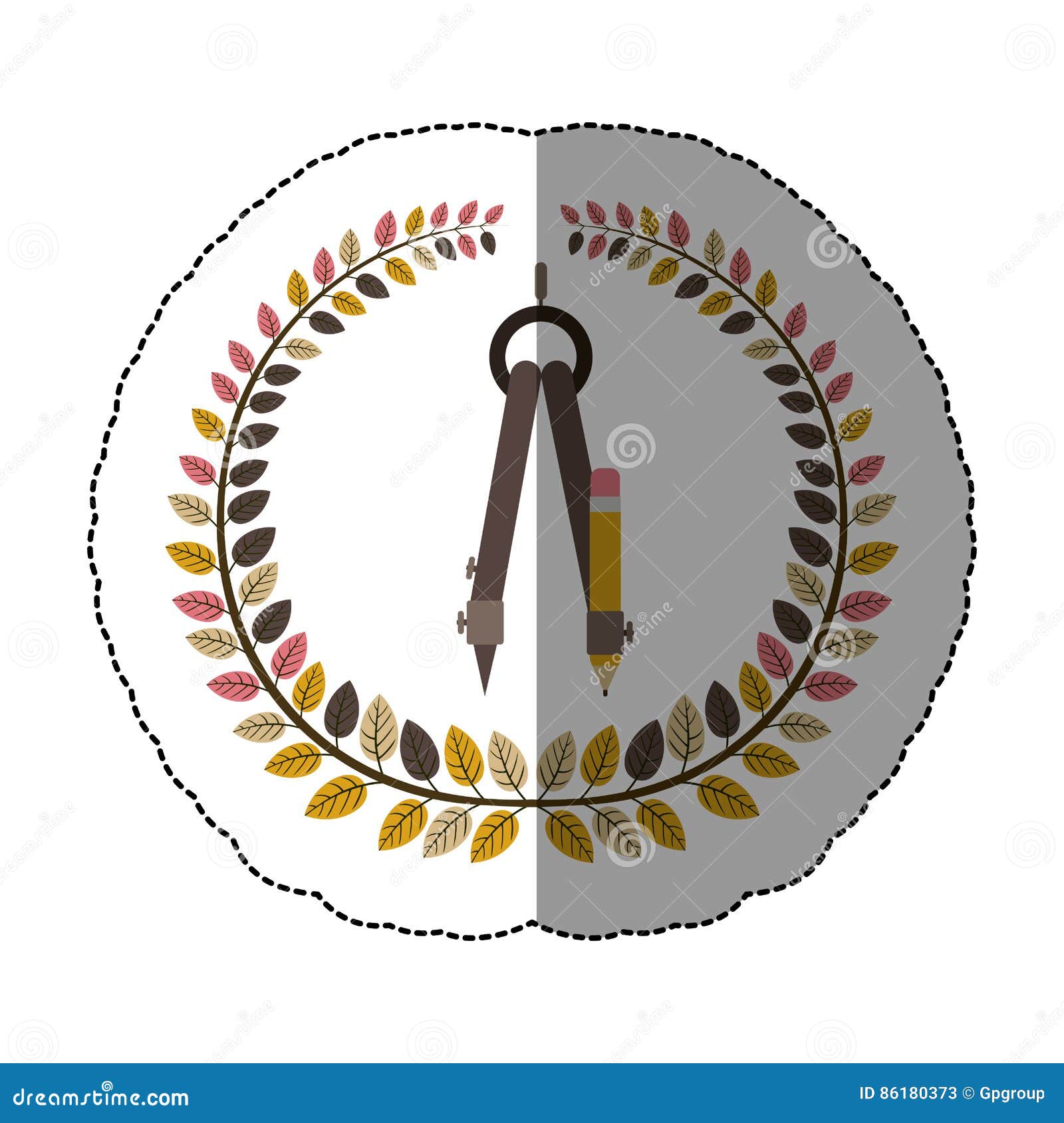 Emblem Compass School Tools Icon Stock Illustration - Illustration of ...