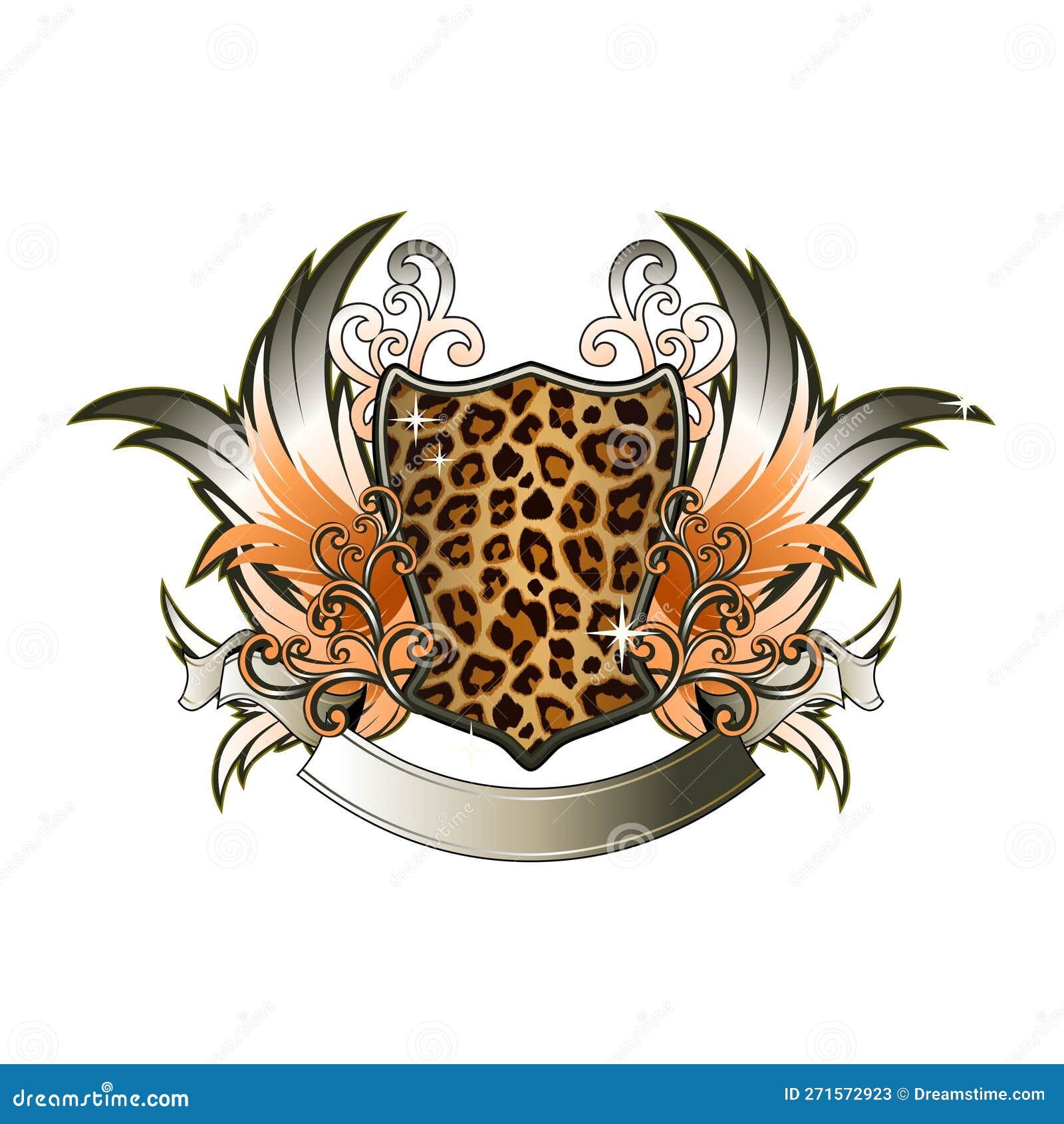 Emblem , Crest or Logo with Feathers Wings and Leopard Skin Pattern ...