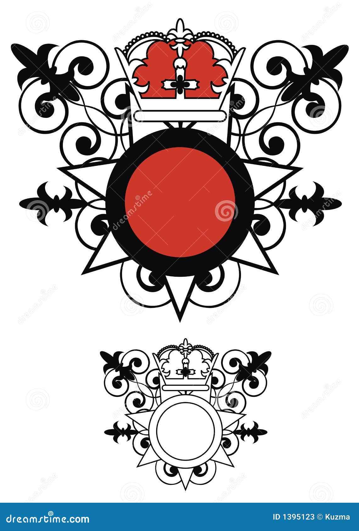 Emblem with crown stock illustration. Illustration of sign - 1395123