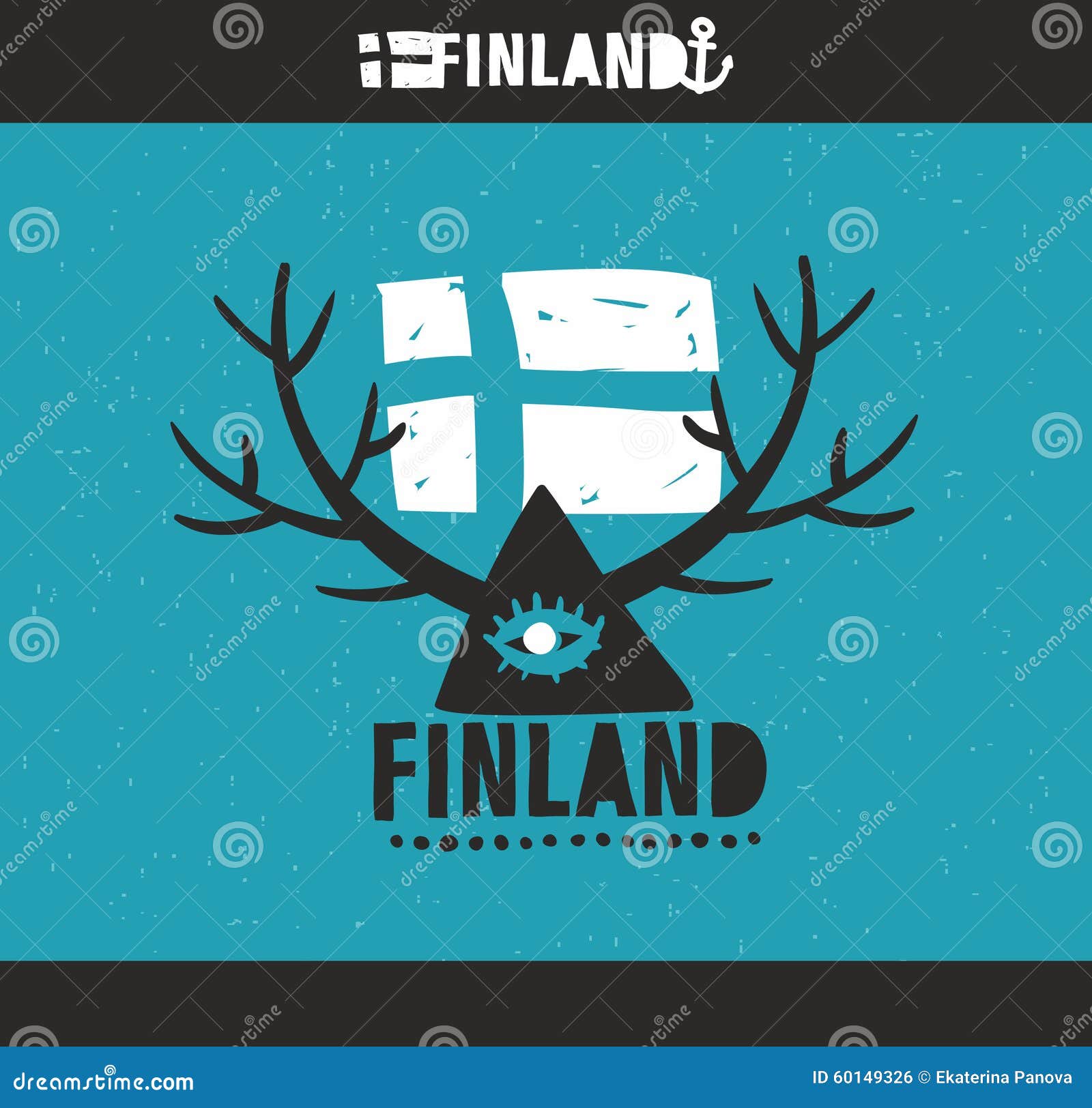 Emblem of Finland with Hand Drawn Image in Vintage Stock Vector ...