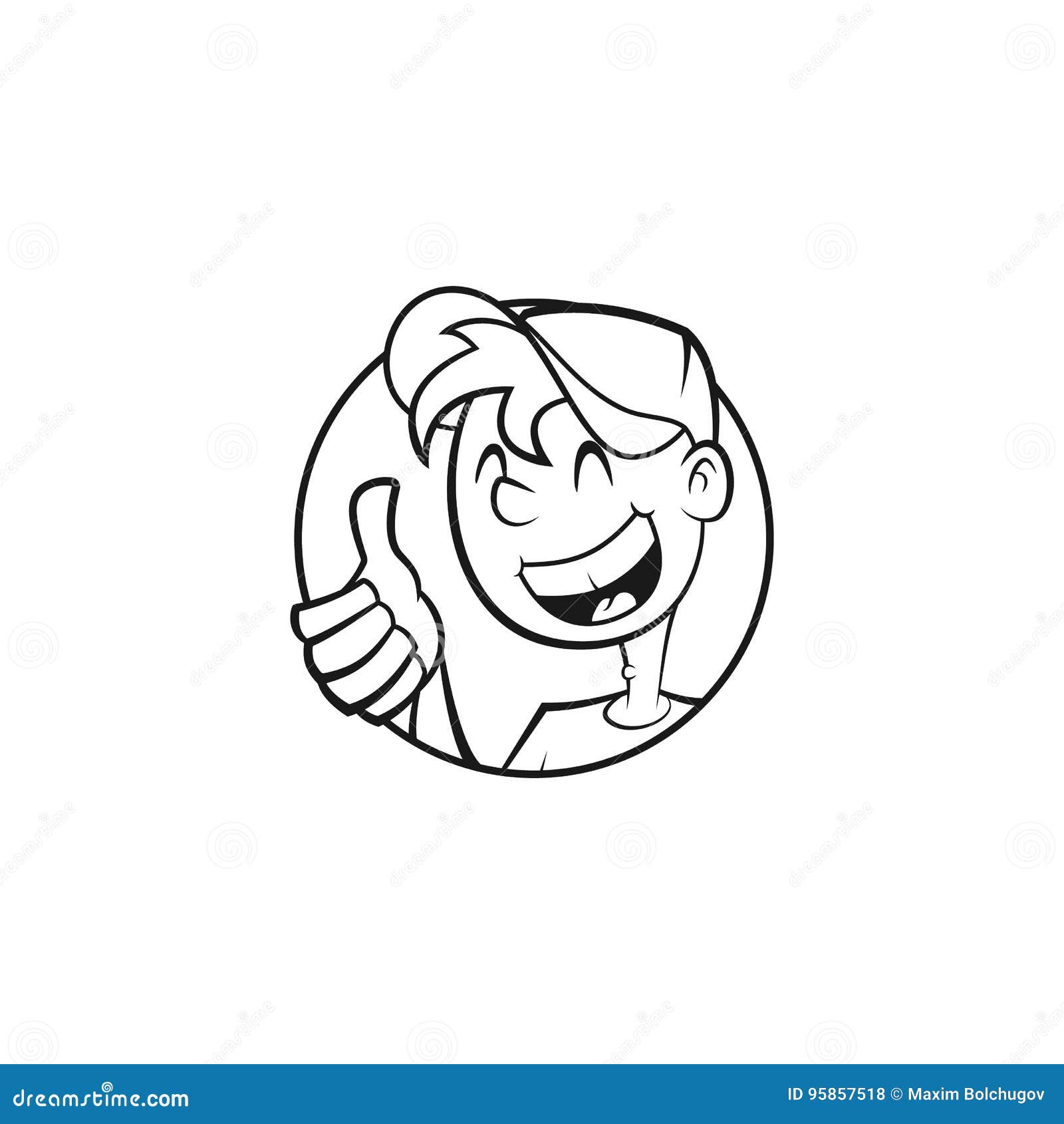 Emblem Guy Shows Like In The Circle. Man Logo Sticker. Vector, Cartoon ...