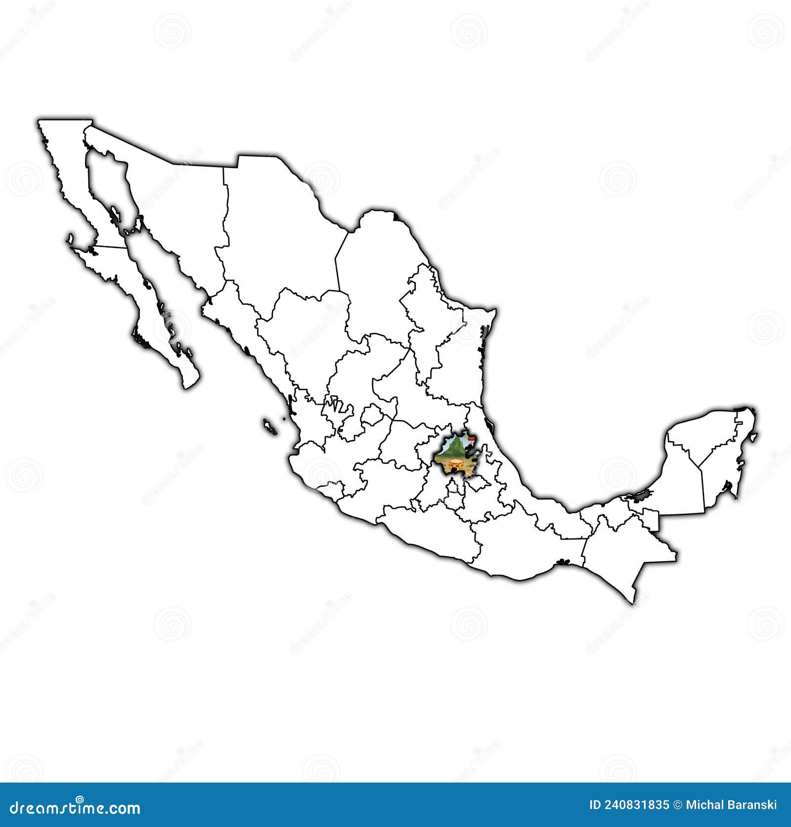 Hidalgo on Administration Map of Mexico Stock Illustration ...