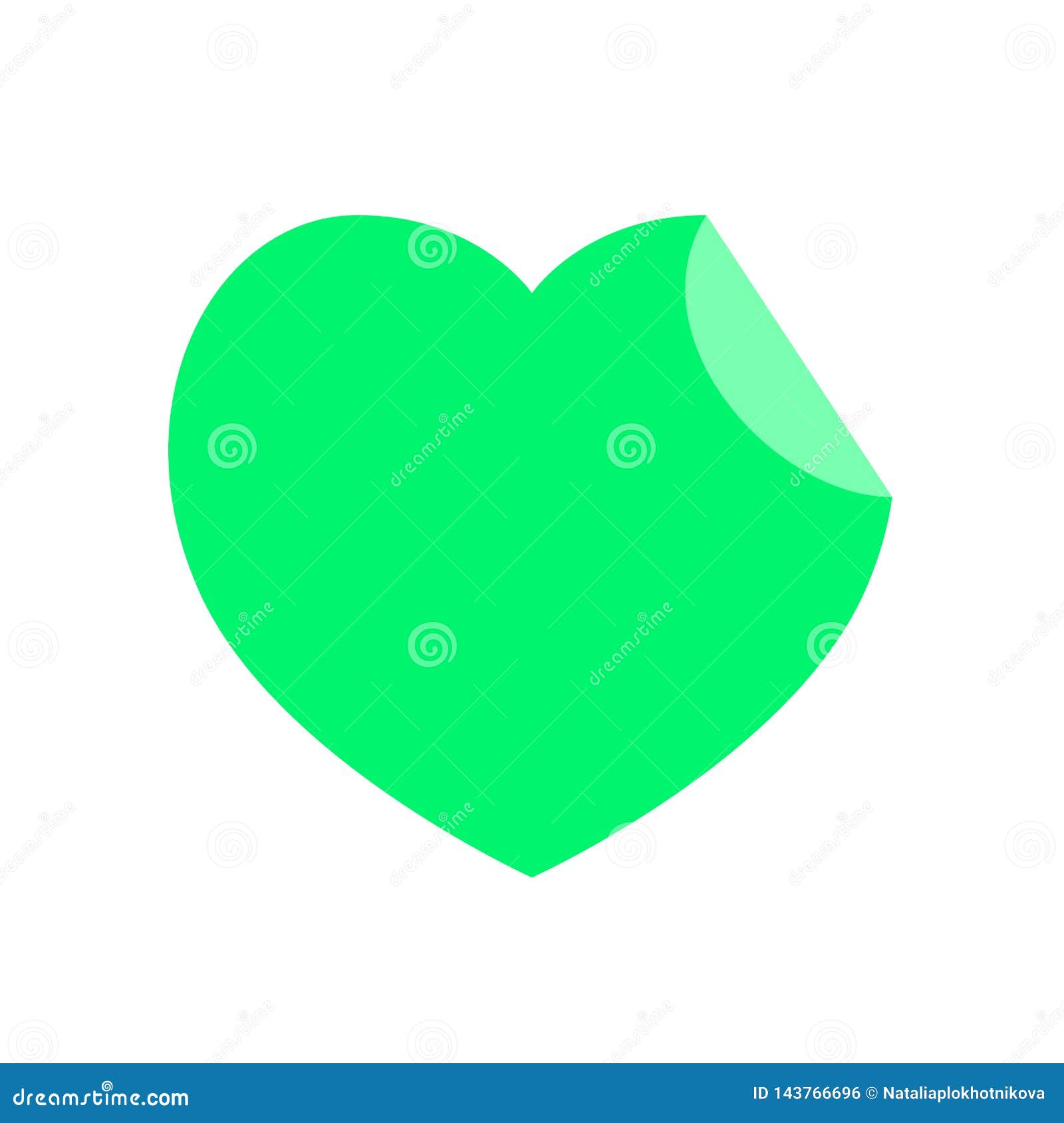 The Emblem Icon of the Heart is Green with a Bent Edge. Vector in Flat ...