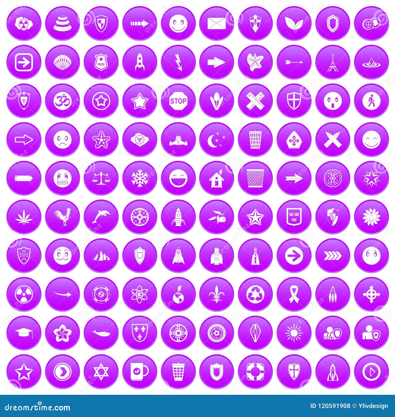 100 Emblem Icons Set Purple Stock Vector - Illustration of drop ...