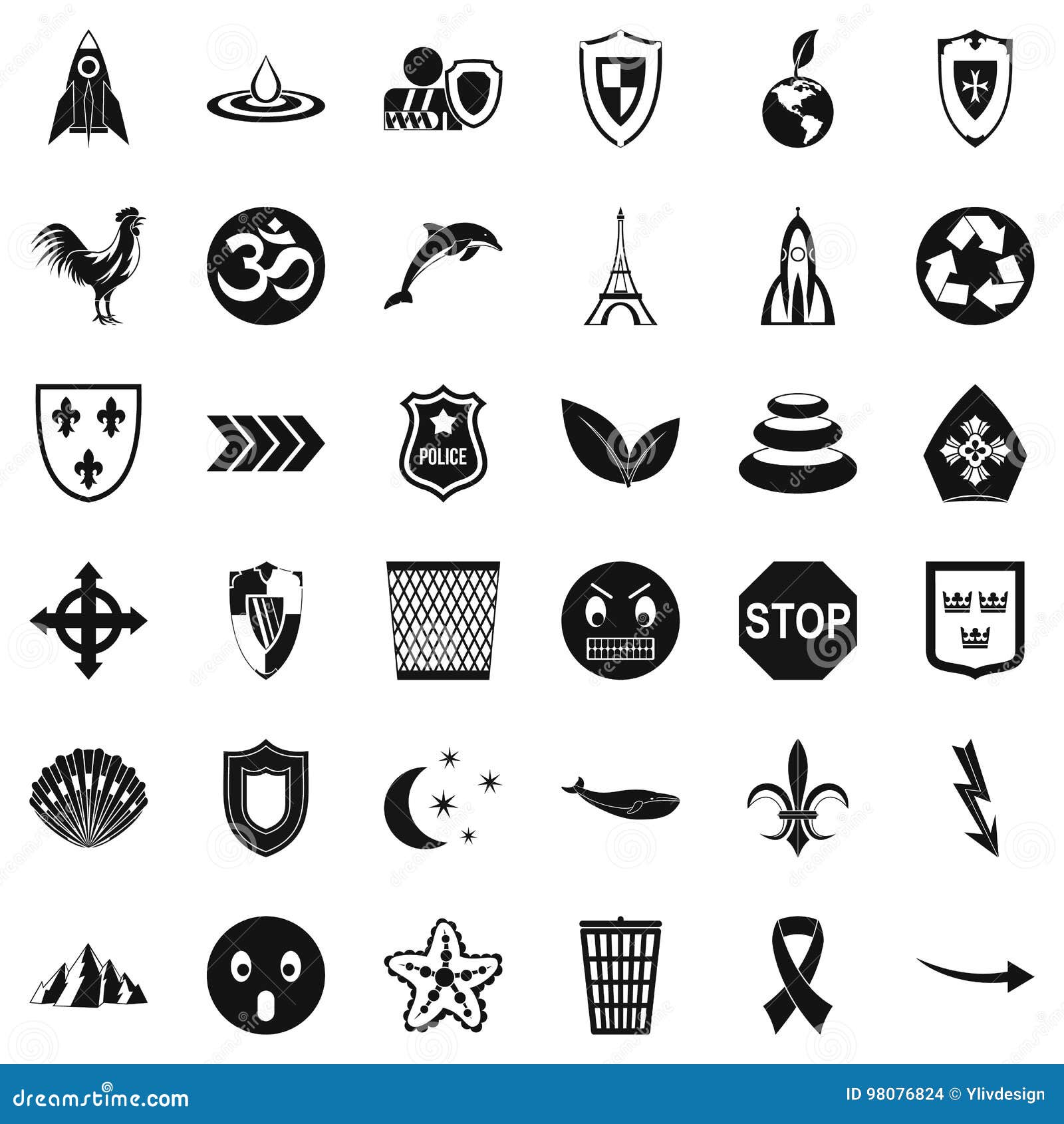 Emblem Icons Set, Simple Style Stock Vector - Illustration of ribbon ...
