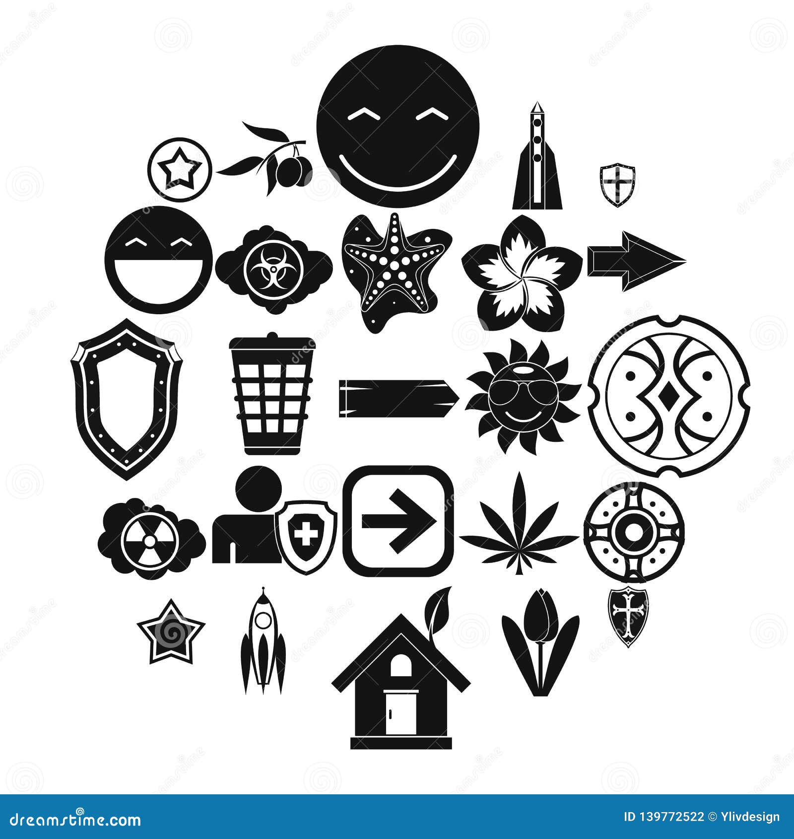 Emblem Icons Set, Simple Style Stock Vector - Illustration of logo ...
