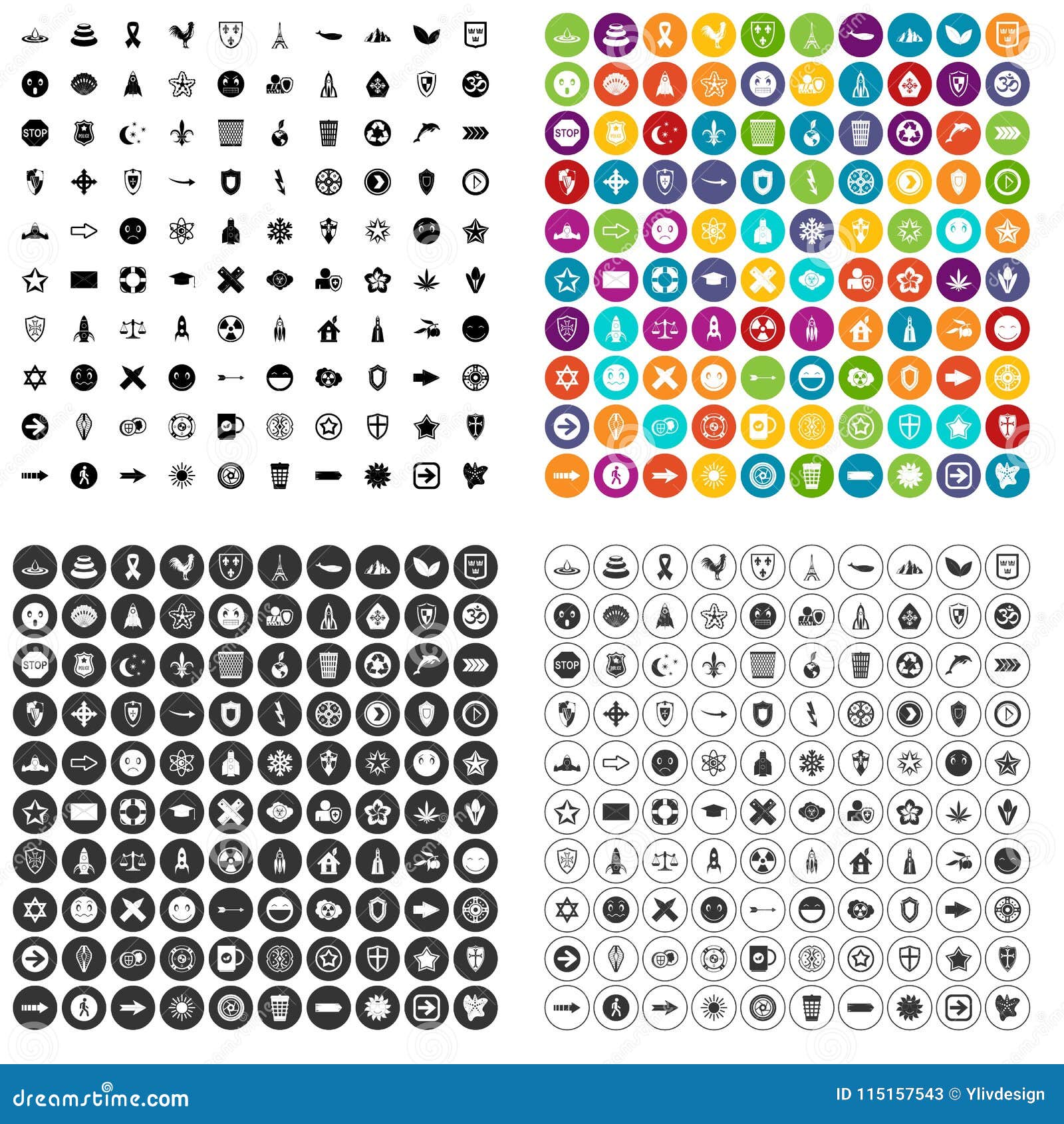 100 Emblem Icons Set Vector Variant Stock Vector - Illustration of ...