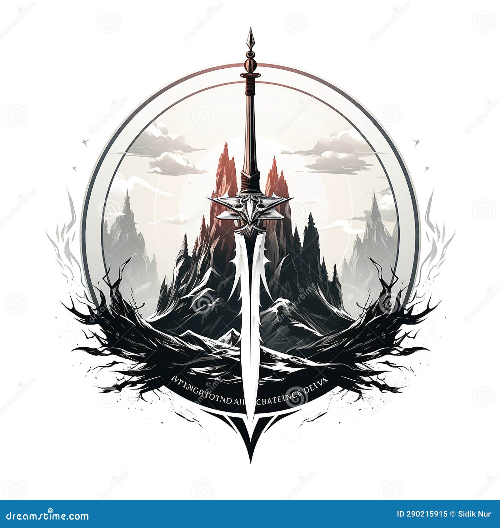 Emblem Illustration in Silver Circle, Logo Stock Illustration ...