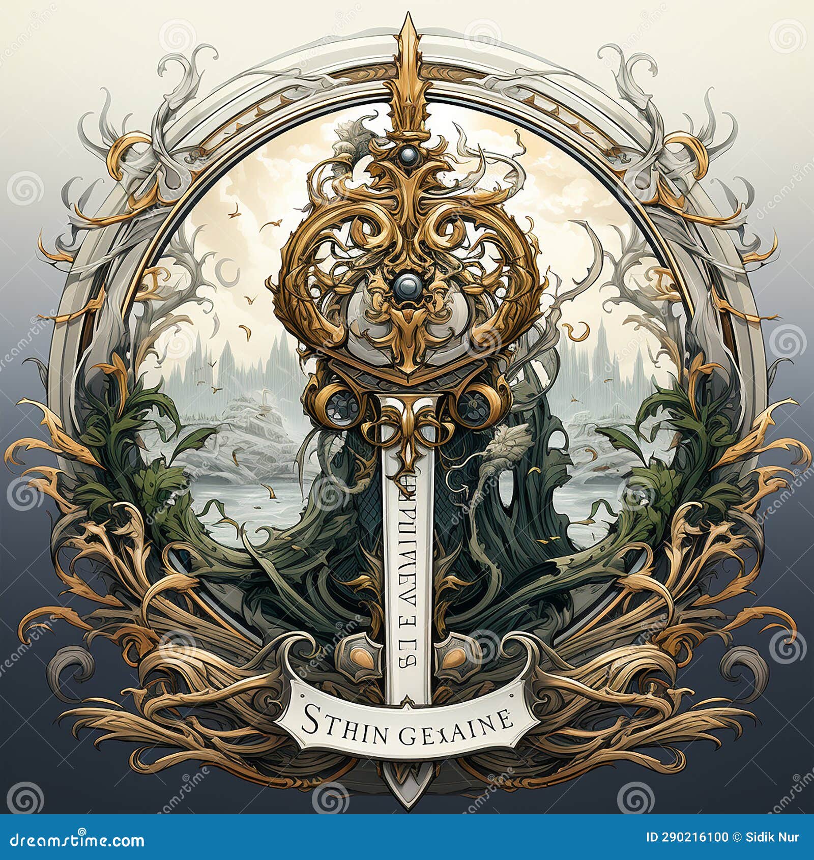 Emblem Illustration in Silver Circle, Logo Stock Illustration ...