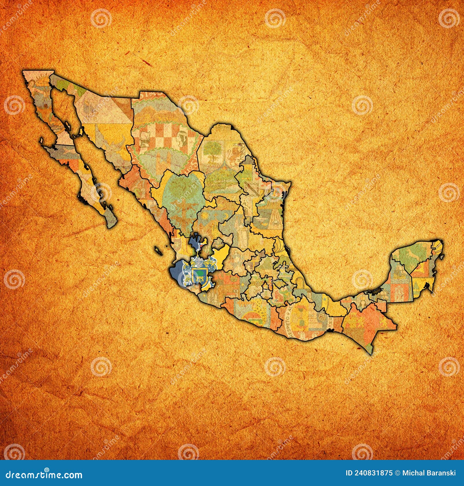 Jalisco State on Administration Map of Mexico Stock Illustration ...