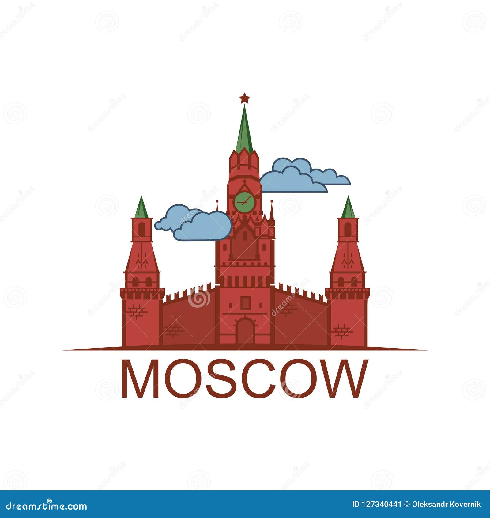 Kremlin tower icon stock vector. Illustration of moscow - 127340441