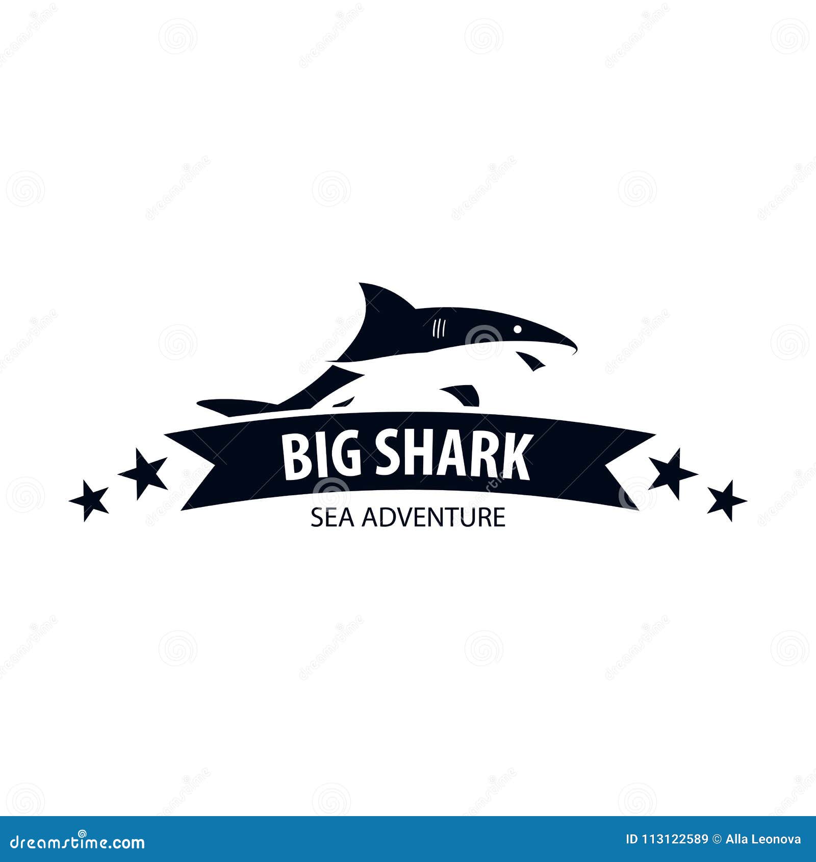 Emblem or Logo with Shark. Vector Illustration. Stock Vector ...