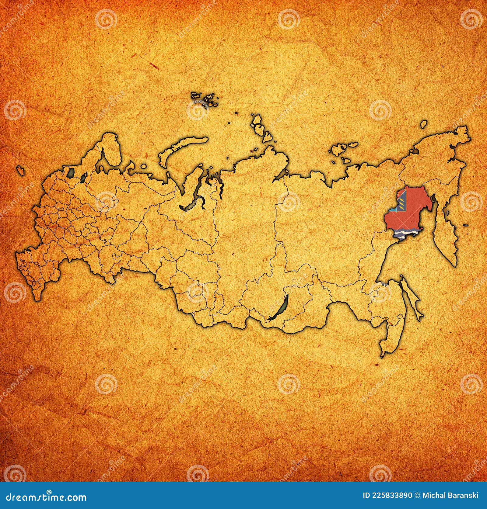 Magadan Oblast on Administration Map of Russia Stock Photo - Image of ...