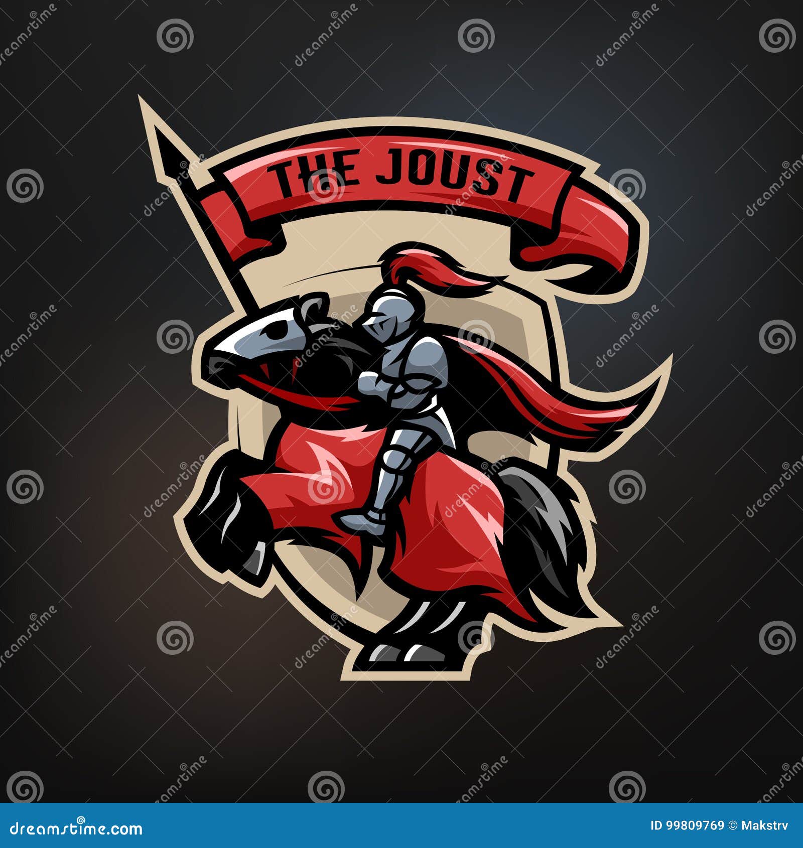 The Emblem of a Medieval Knight on a Horse. Stock Vector - Illustration ...