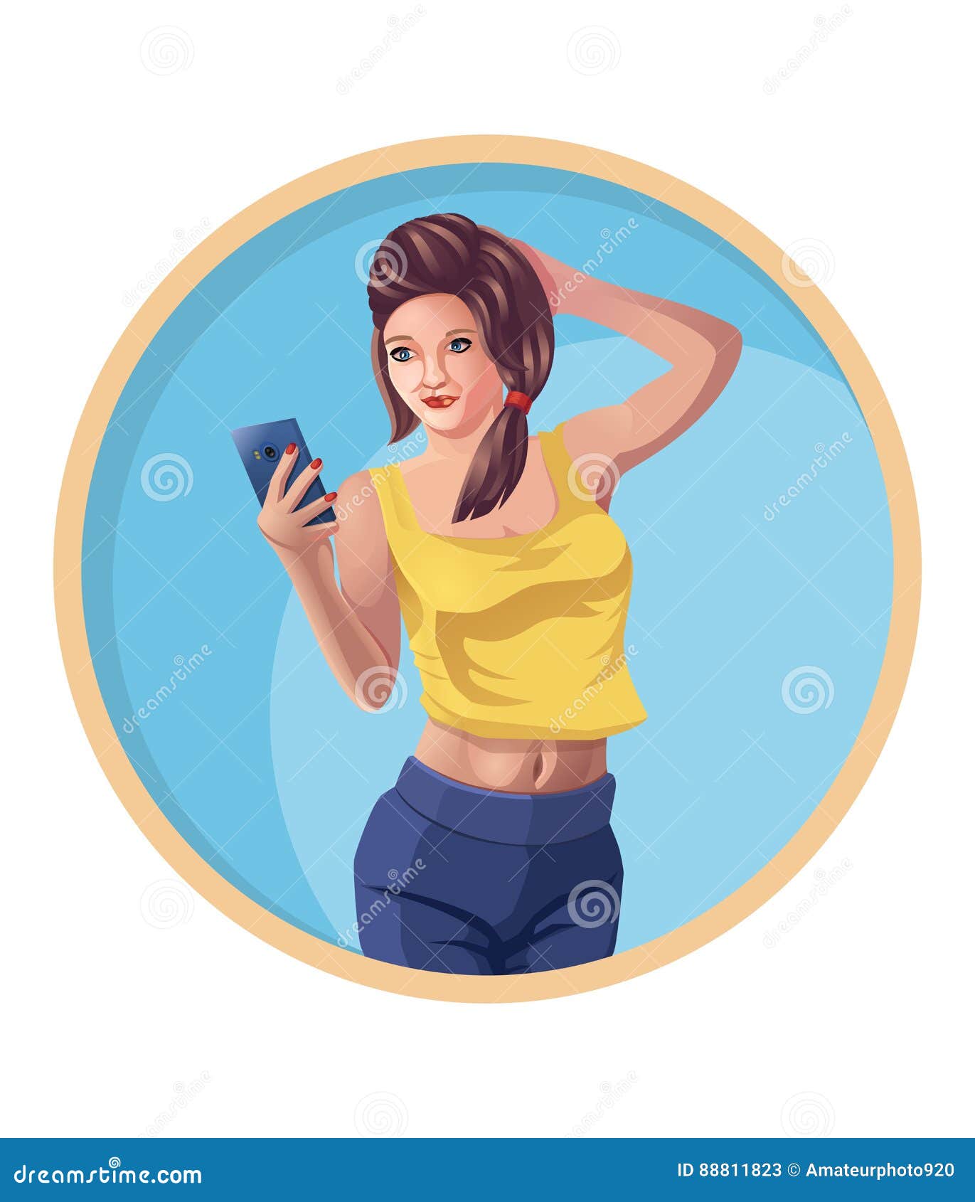 Emblem message phone girl stock vector. Illustration of people - 88811823