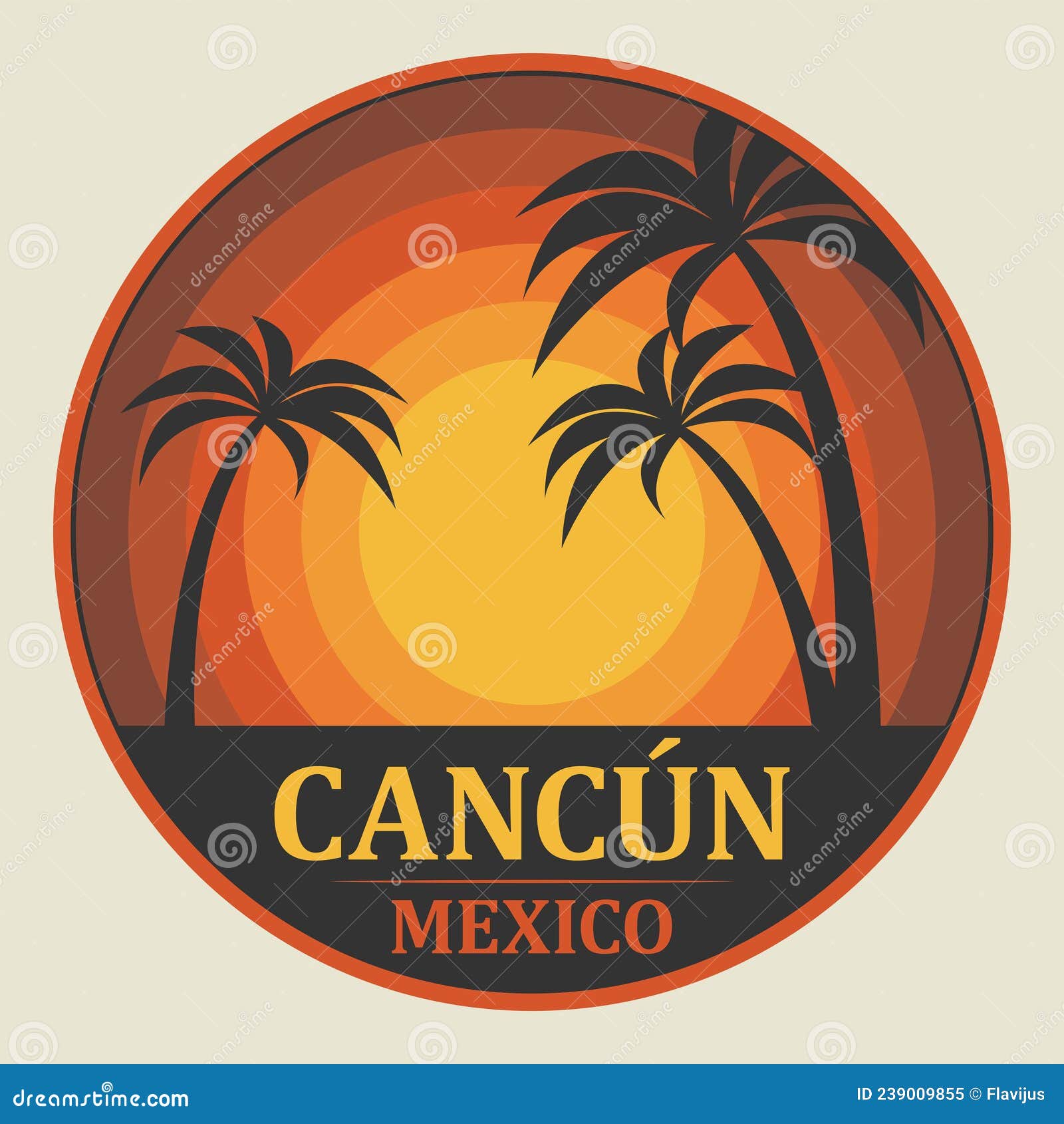Emblem with the Name of Cancun, Mexico Stock Vector - Illustration of ...