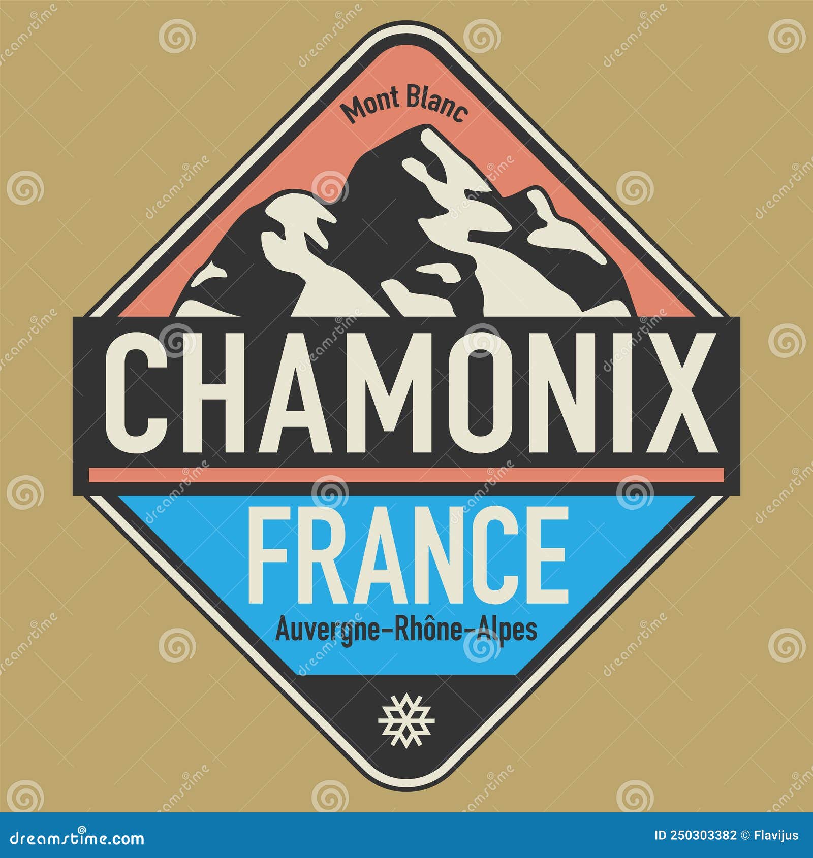 Emblem with the Name of Chamonix, France Stock Vector - Illustration of ...