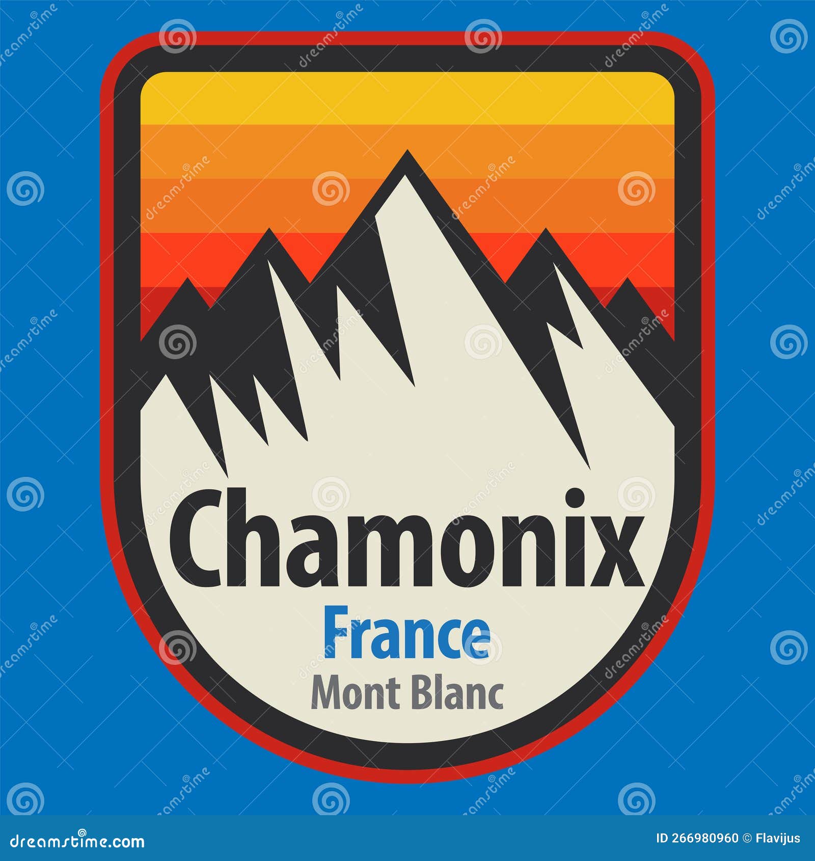 Emblem with the Name of Chamonix, France Stock Vector - Illustration of ...