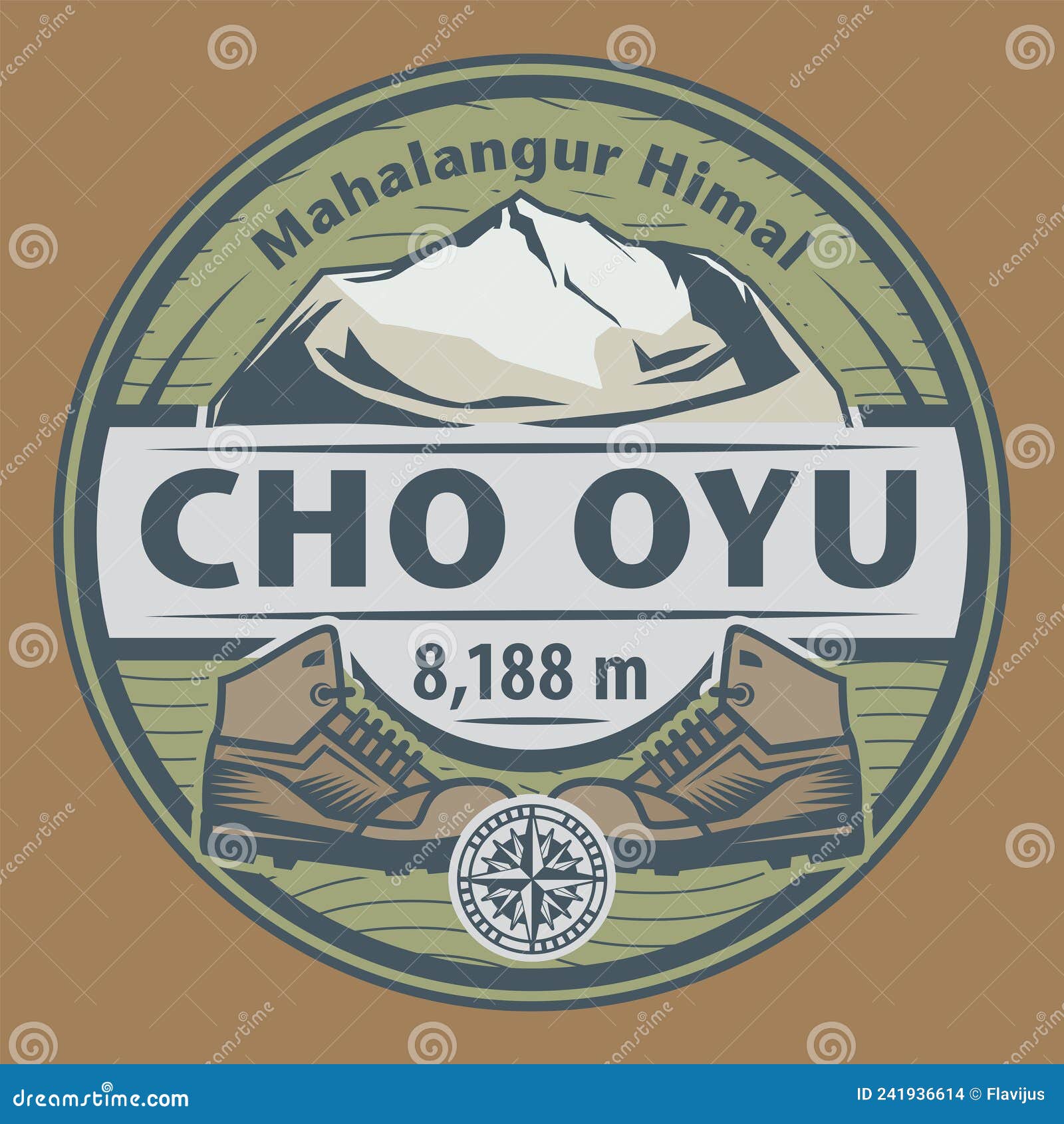 Emblem with the Name of Cho Oyu, Himalayas Stock Vector - Illustration ...
