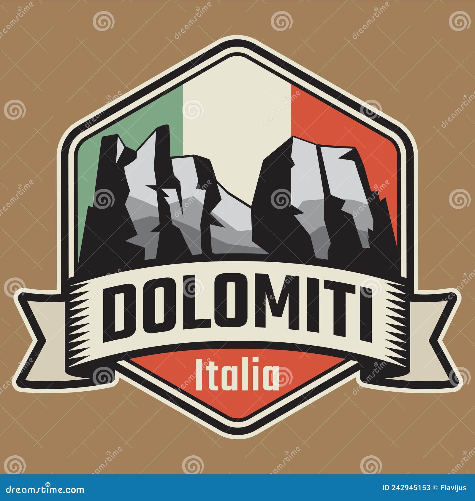 Emblem with the Name of Dolomites Mountains, Dolomiti Stock Vector ...