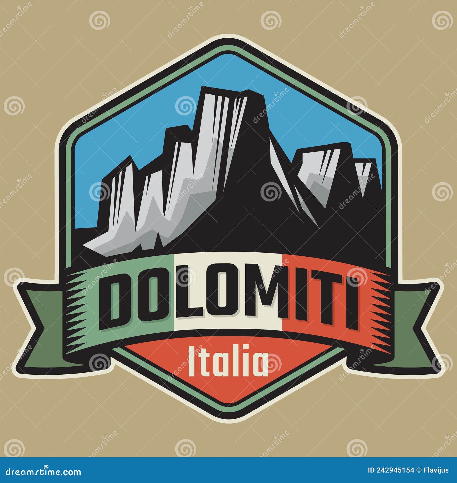 Emblem with the Name of Dolomites Mountains, Dolomiti Stock Vector ...