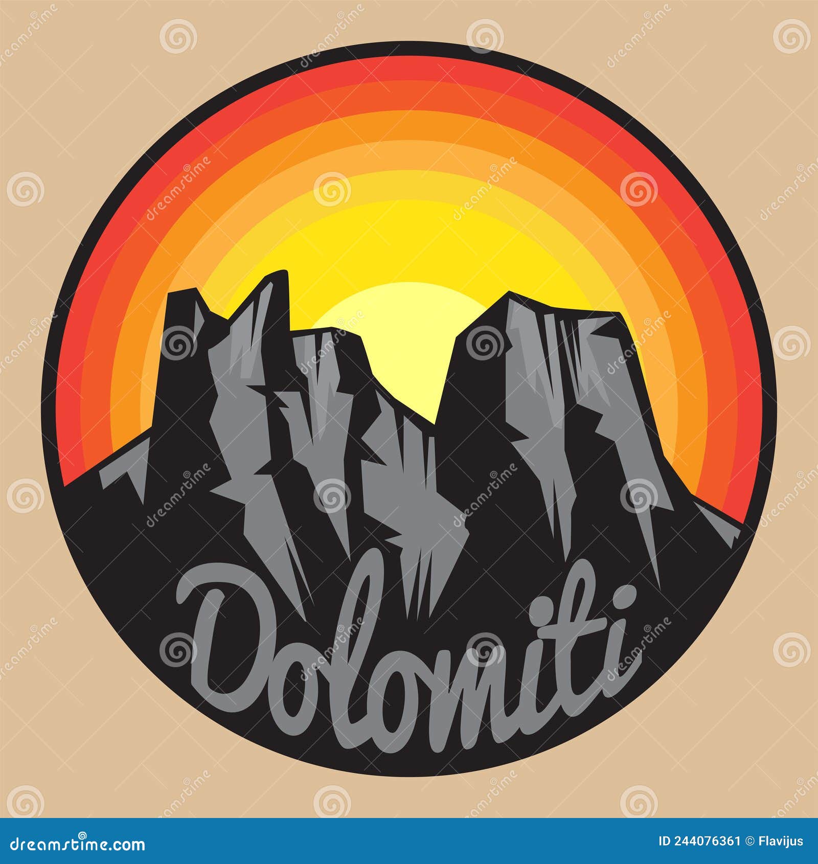 Emblem with the Name of Dolomites Mountains, Dolomiti Stock Vector ...