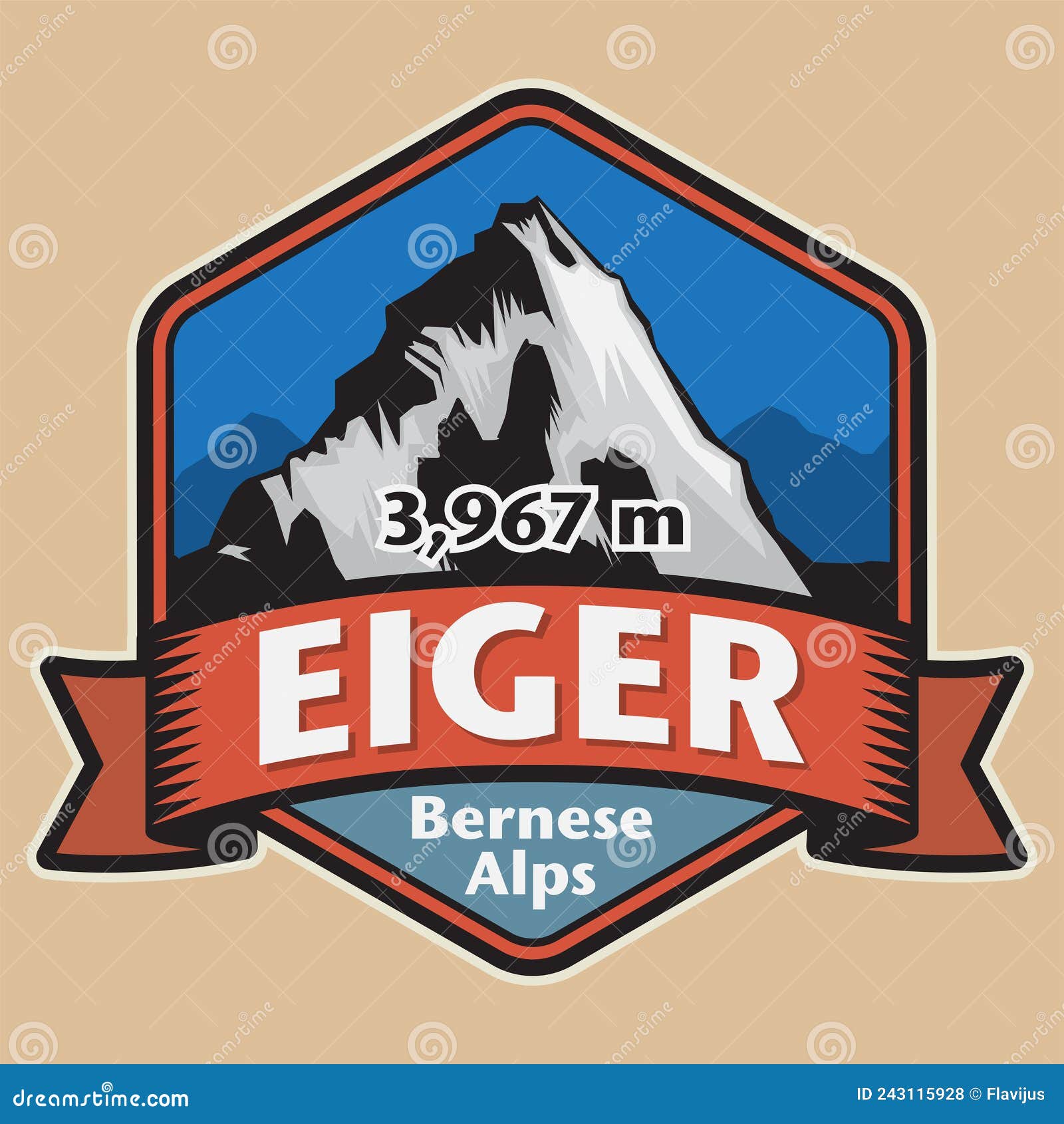 Emblem with the Name of Eiger, Switzerland Stock Vector - Illustration ...