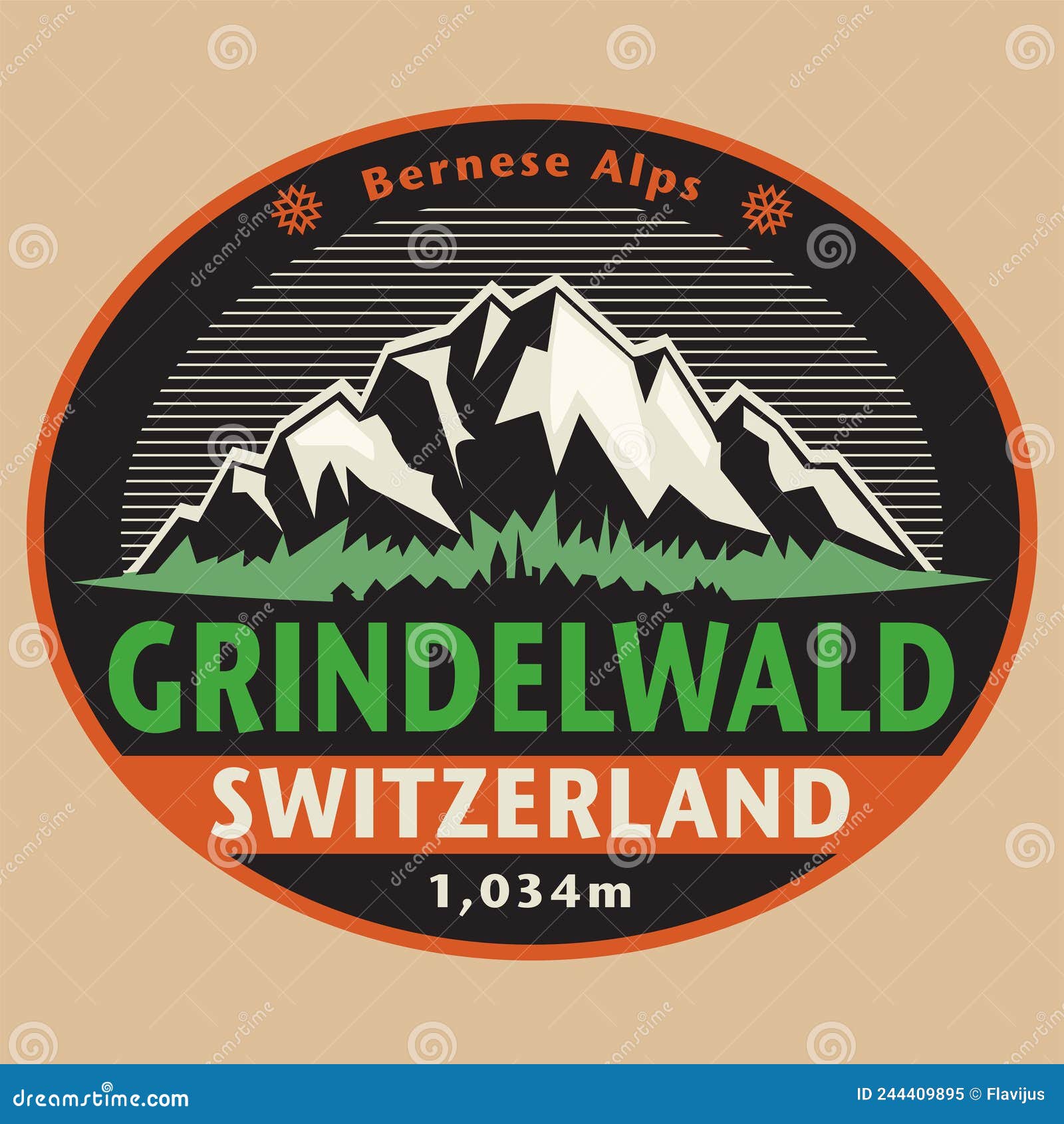 Emblem with the Name of Grindelwald, Switzerland Stock Vector ...