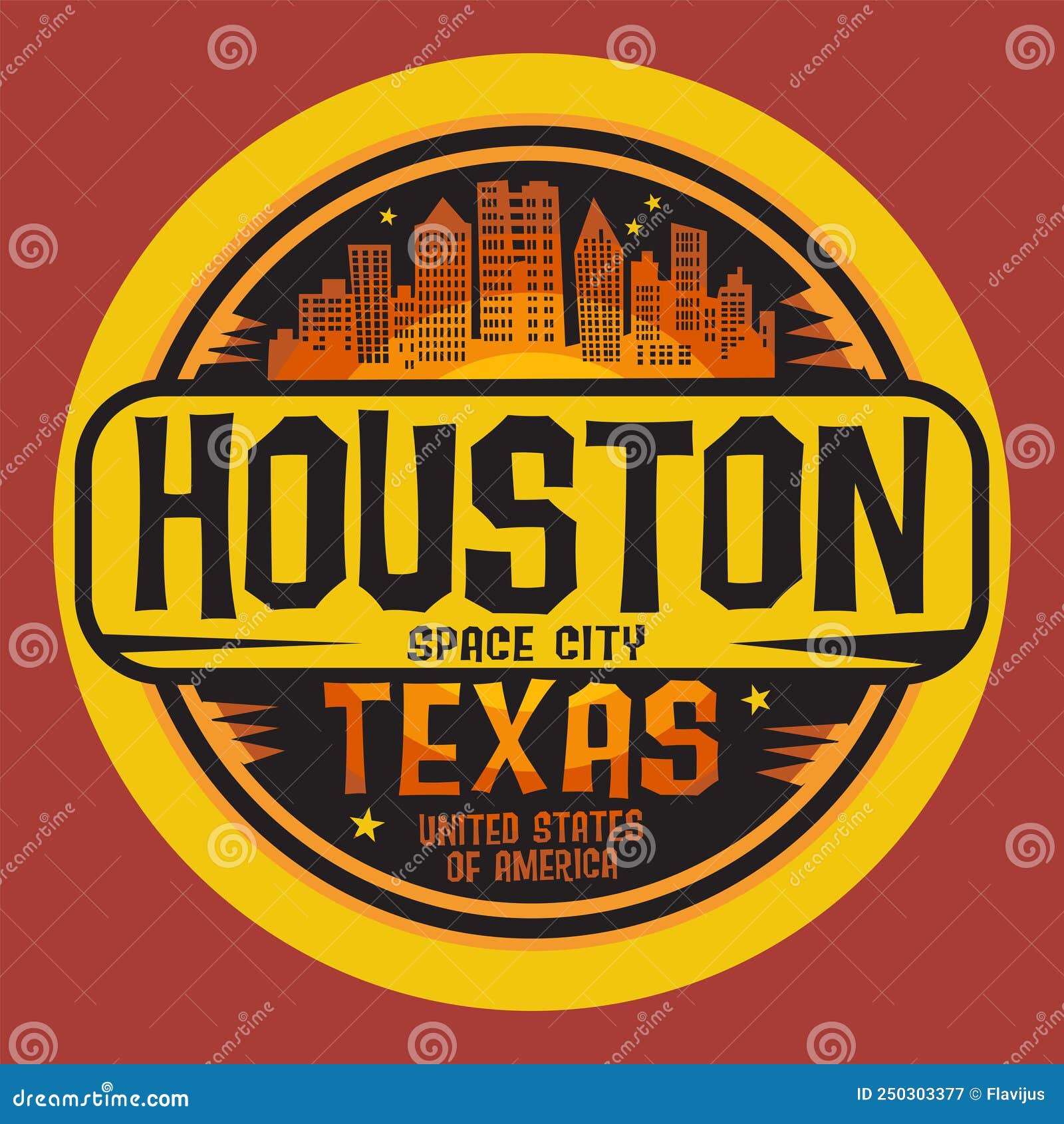 Emblem with the Name of Houston, Texas Stock Vector - Illustration of ...