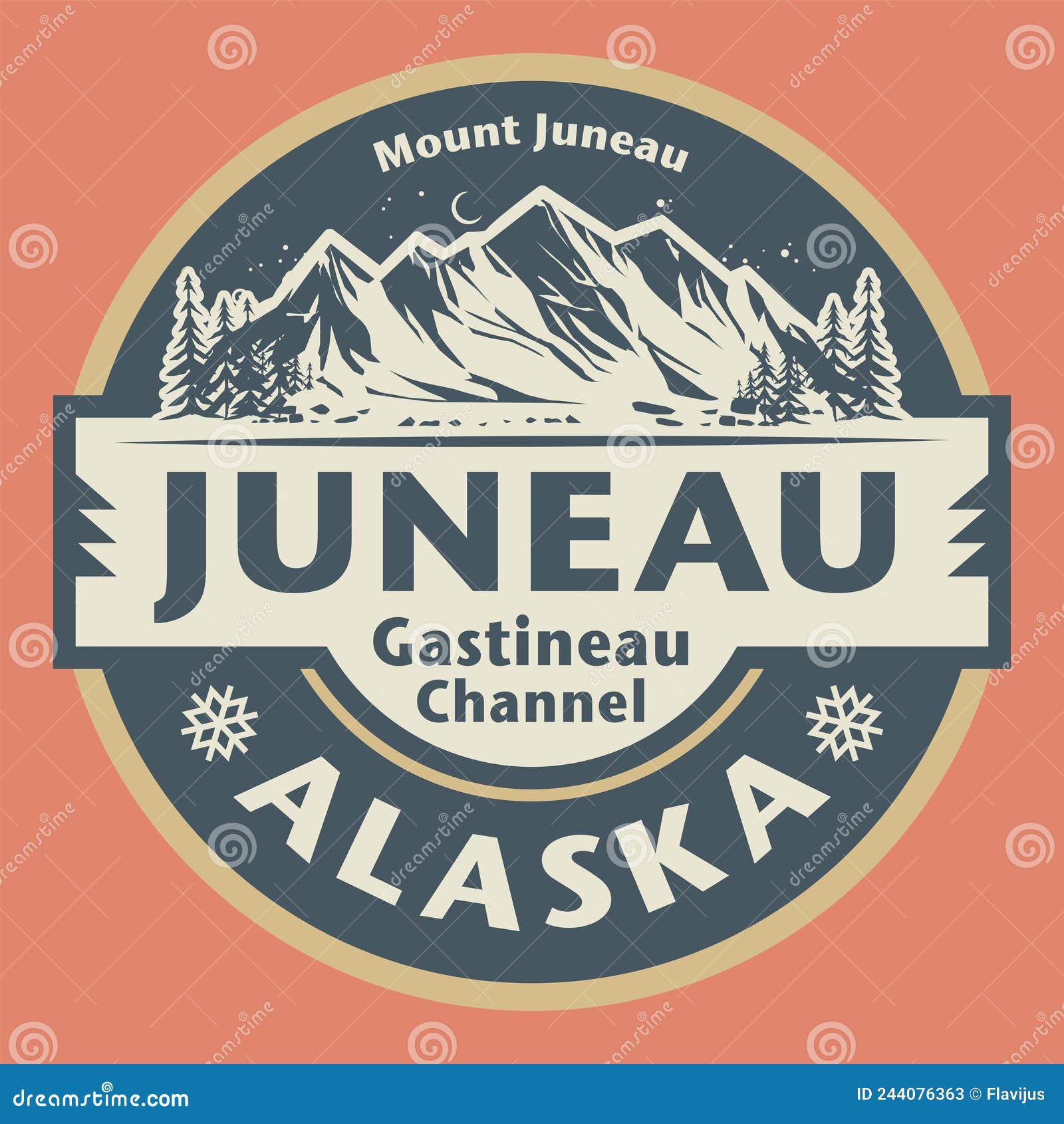 Emblem with the Name of Juneau, Alaska Stock Vector - Illustration of ...