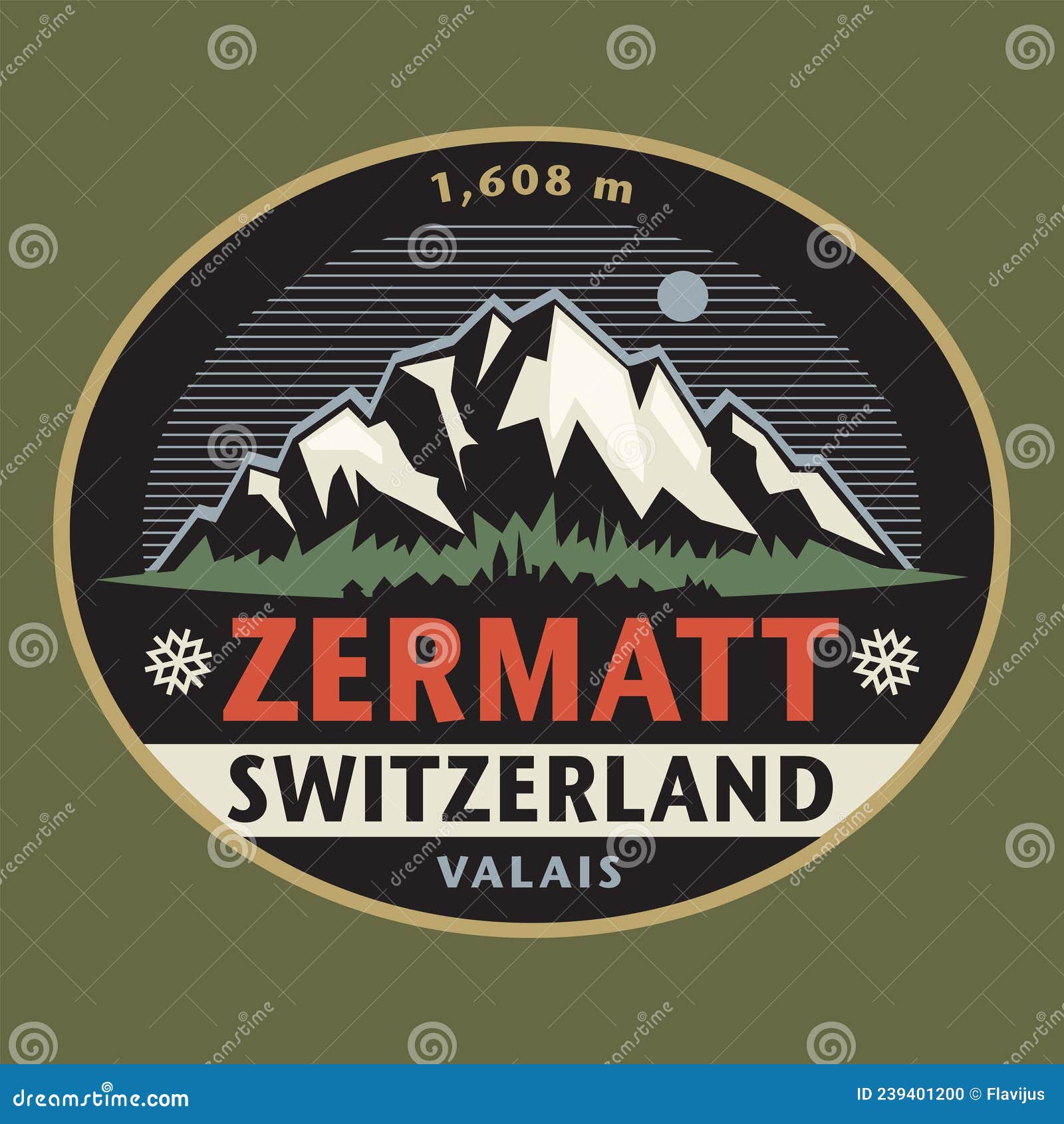 Emblem with the Name of Zermatt, Switzerland Stock Vector ...