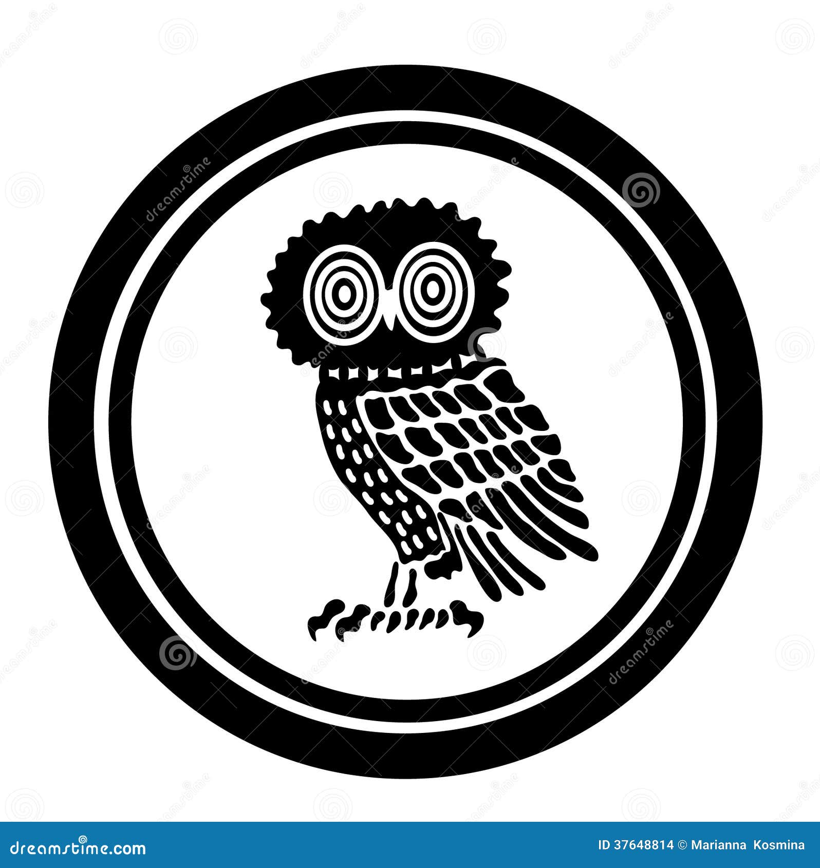 Emblem with an owl stock illustration. Illustration of curve - 37648814