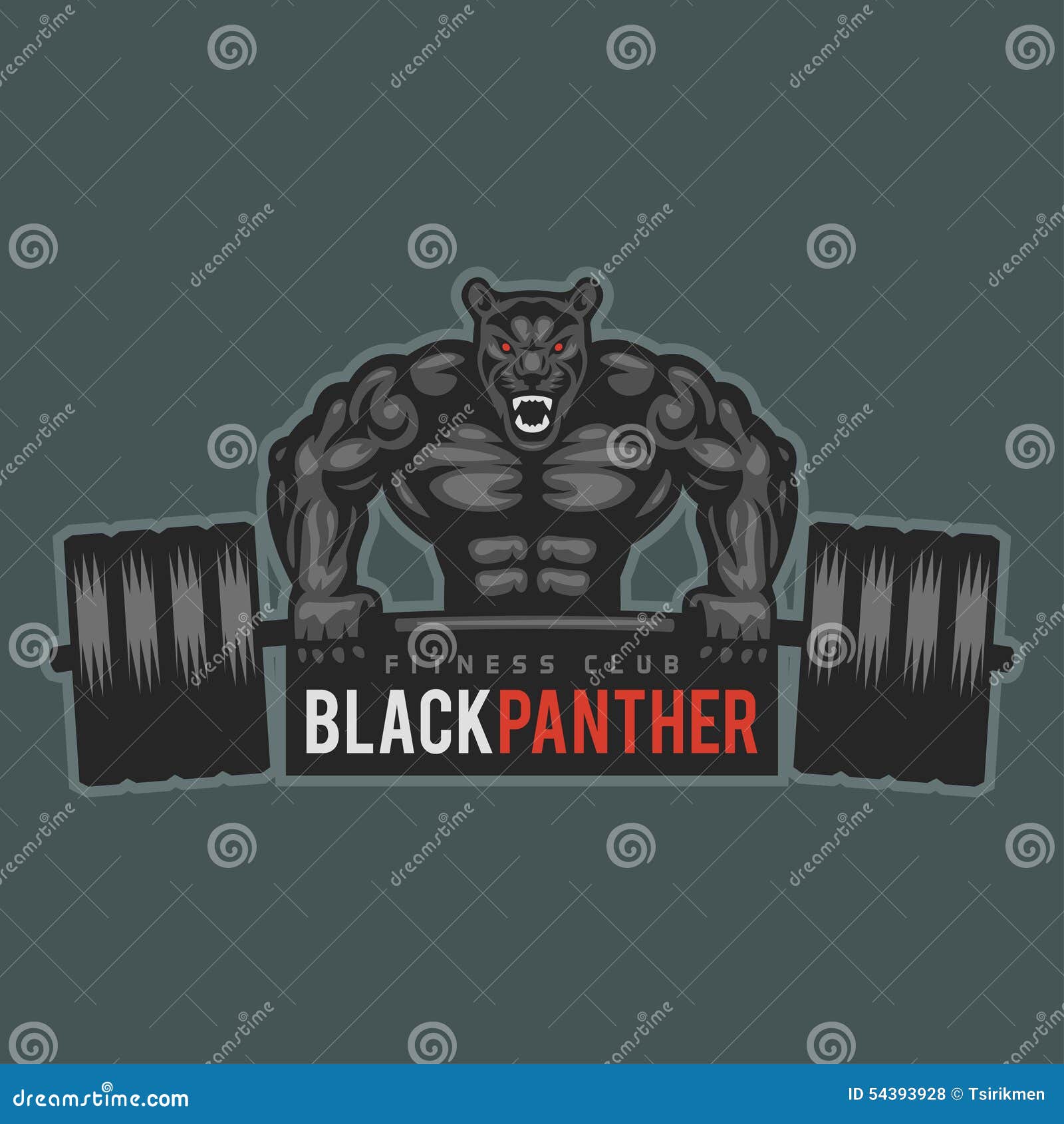 Emblem Panther Bodybuilder Lifting Barbell And Growls Vector ...