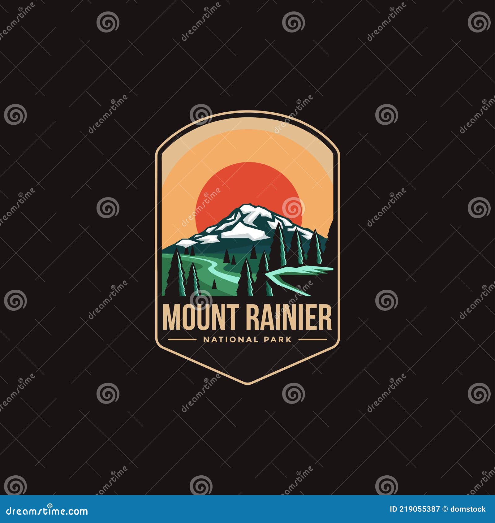 Emblem Patch Logo Illustration of Mount Rainier National Park Stock ...