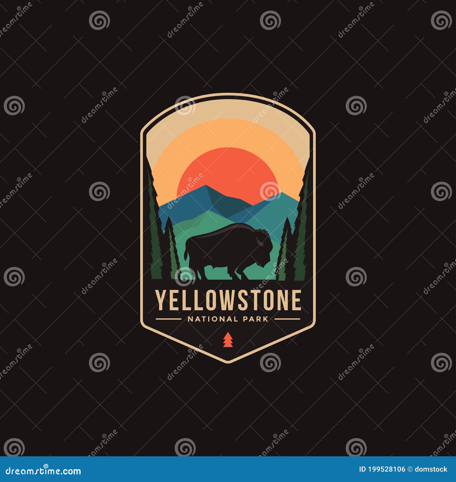 Emblem Patch Logo Illustration of Yellowstone National Park Stock ...