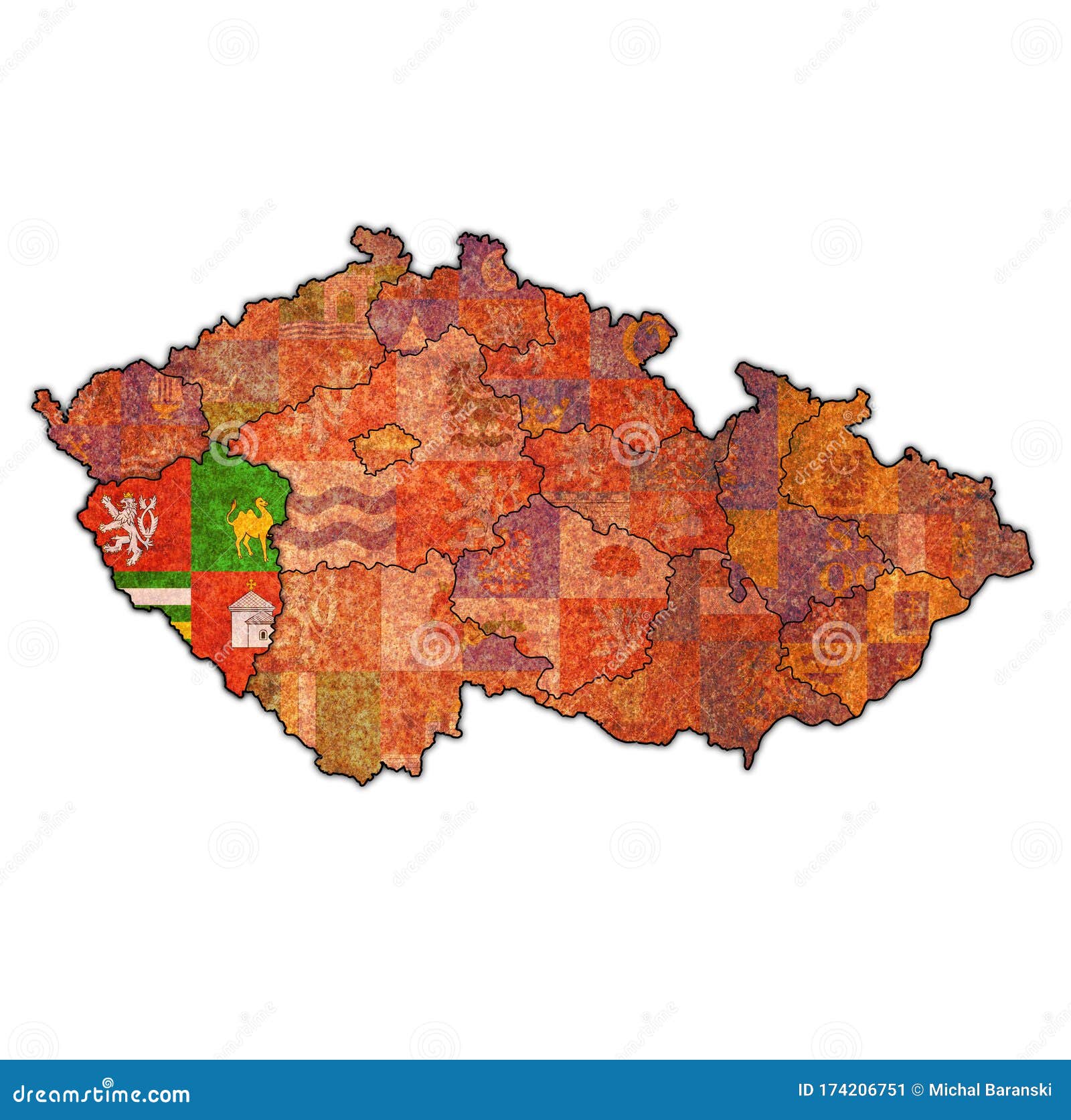 Plzen Region on Administration Map of Czech Republic Stock Illustration ...