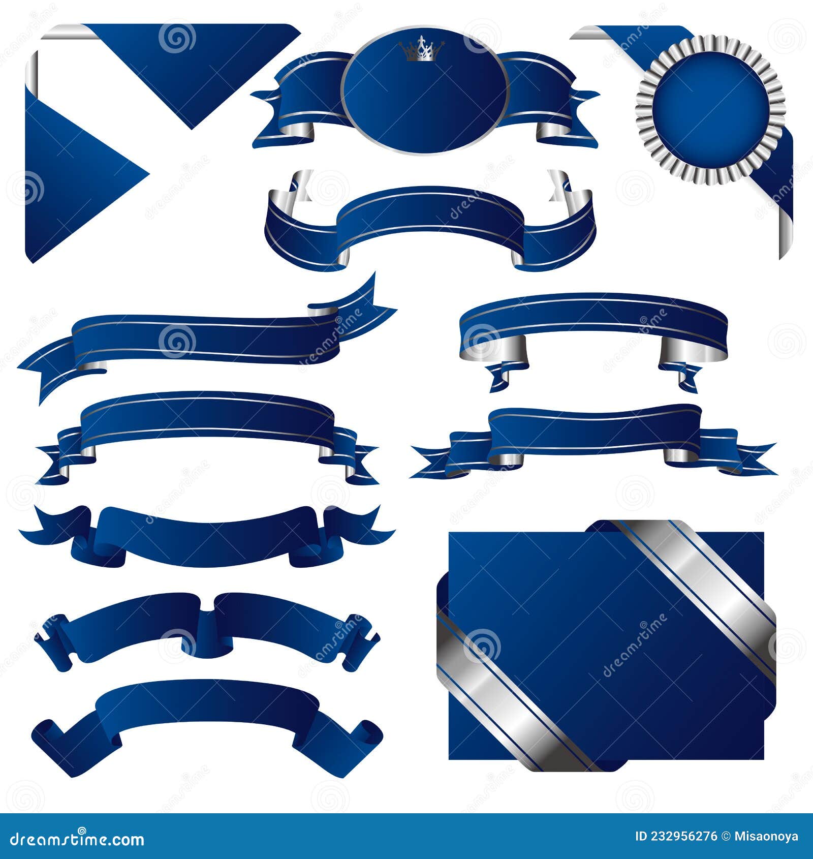 Emblem and Ribbon Material Set Stock Vector - Illustration of crown ...