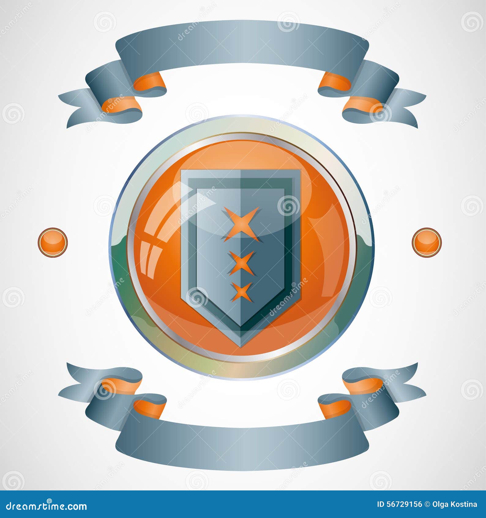 Emblem with ribbons. stock vector. Illustration of orange - 56729156