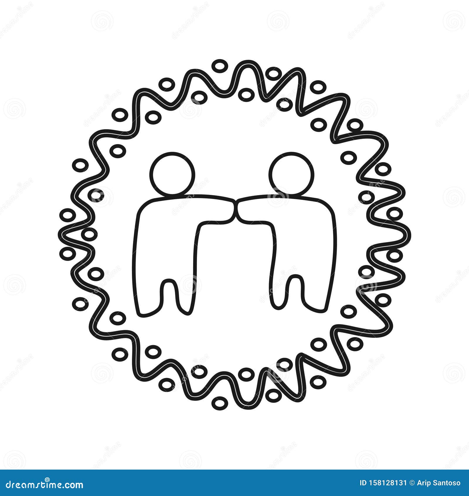 Emblem Rotation People Commitment Teamwork Together Outline Logo Stock ...