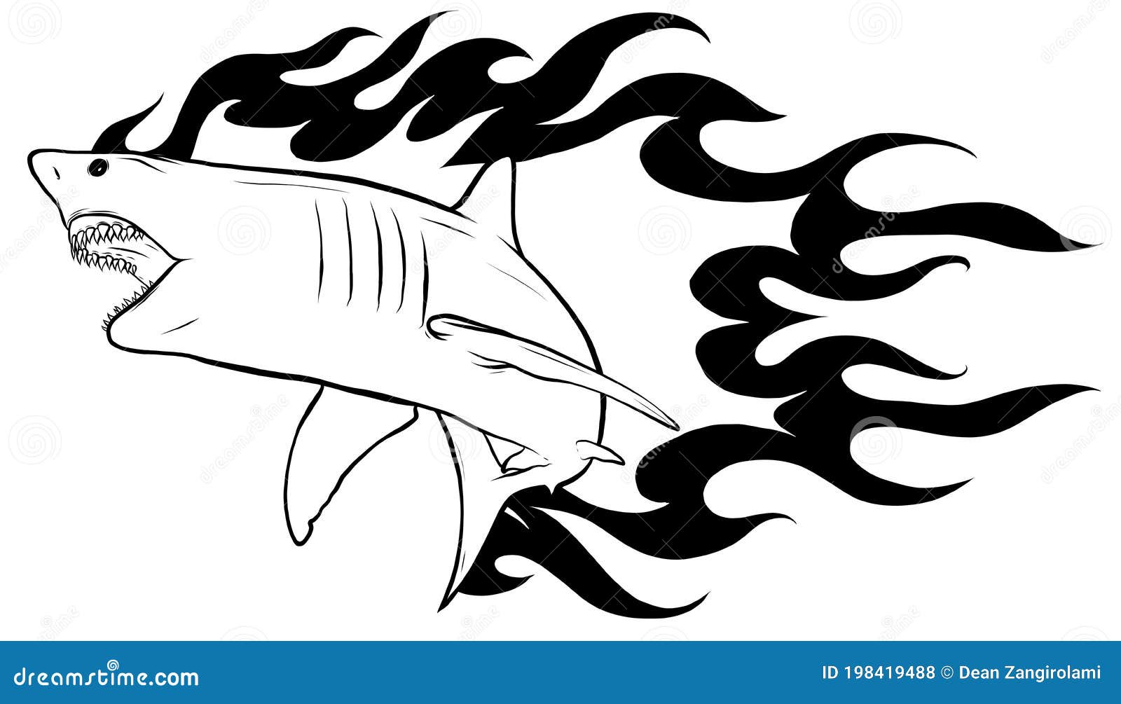 Emblem Sharks and Fire Vector Illustration Design Stock Vector ...